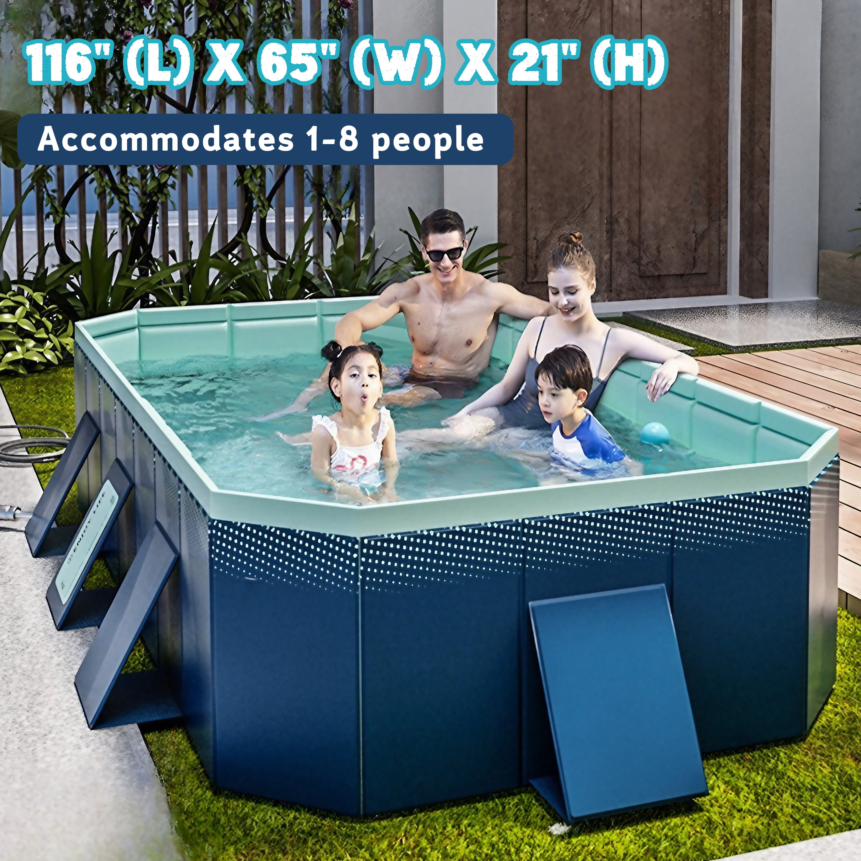 "Hyindoor Foldable Non-Inflatable Pool for Adults & Kids, Anti-Slip ...