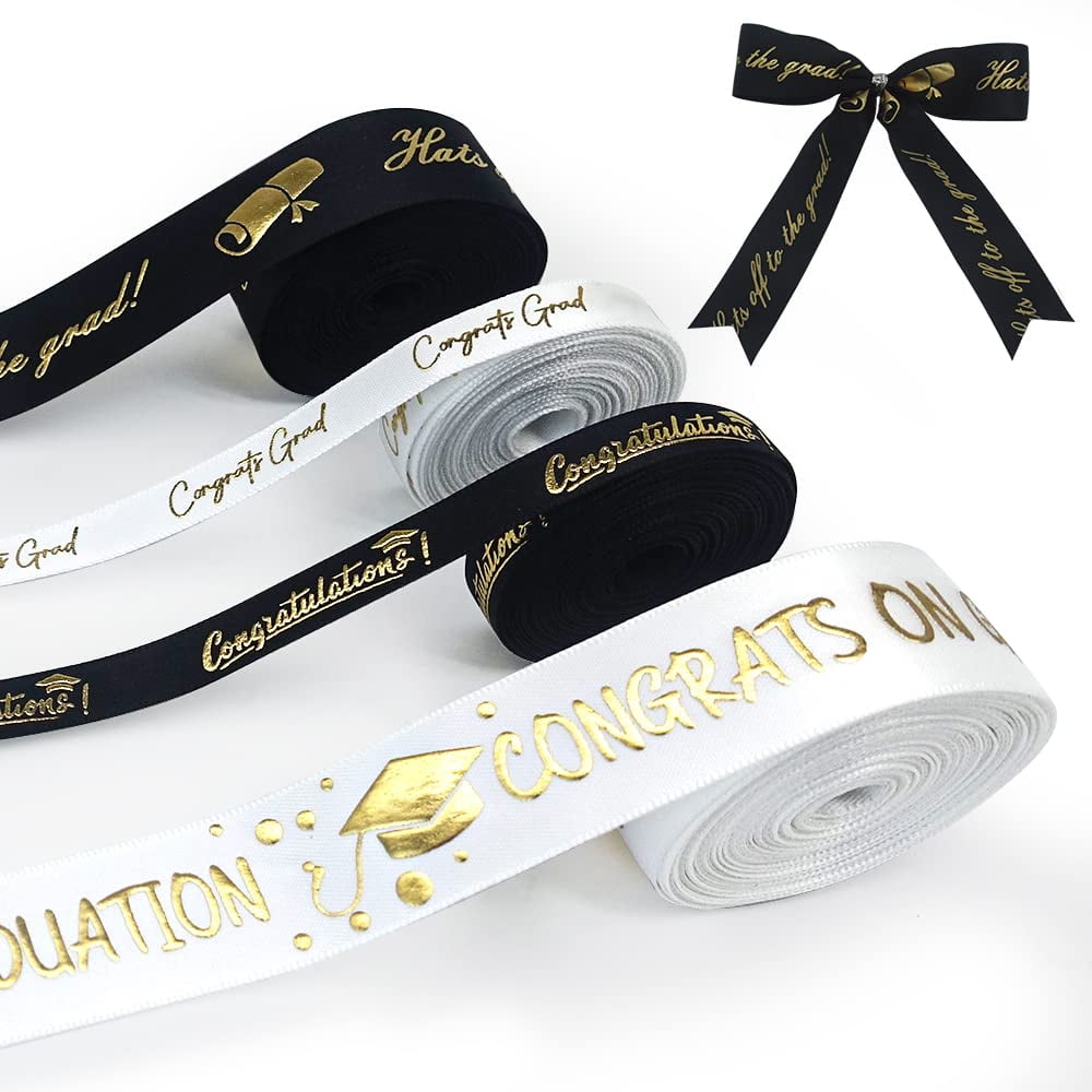 Hying 4 PCS 2025 MSF2 Graduation Ribbons for Gift Wrapping, 1" and 3/8" Width Grosgrain Ribbons ...