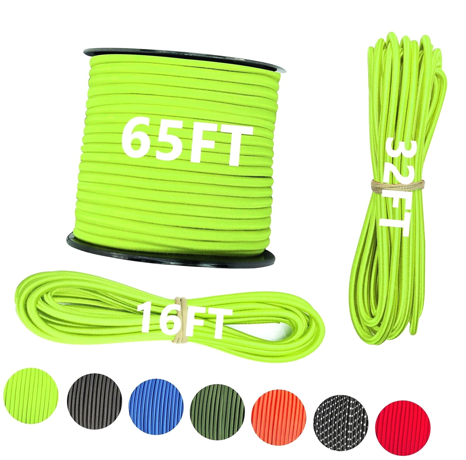 Hyjoy 1/4" 16' Marine Grade Bungee Cord Shock Cord, Kayak Stretch String Rope, Bungee Shock ...