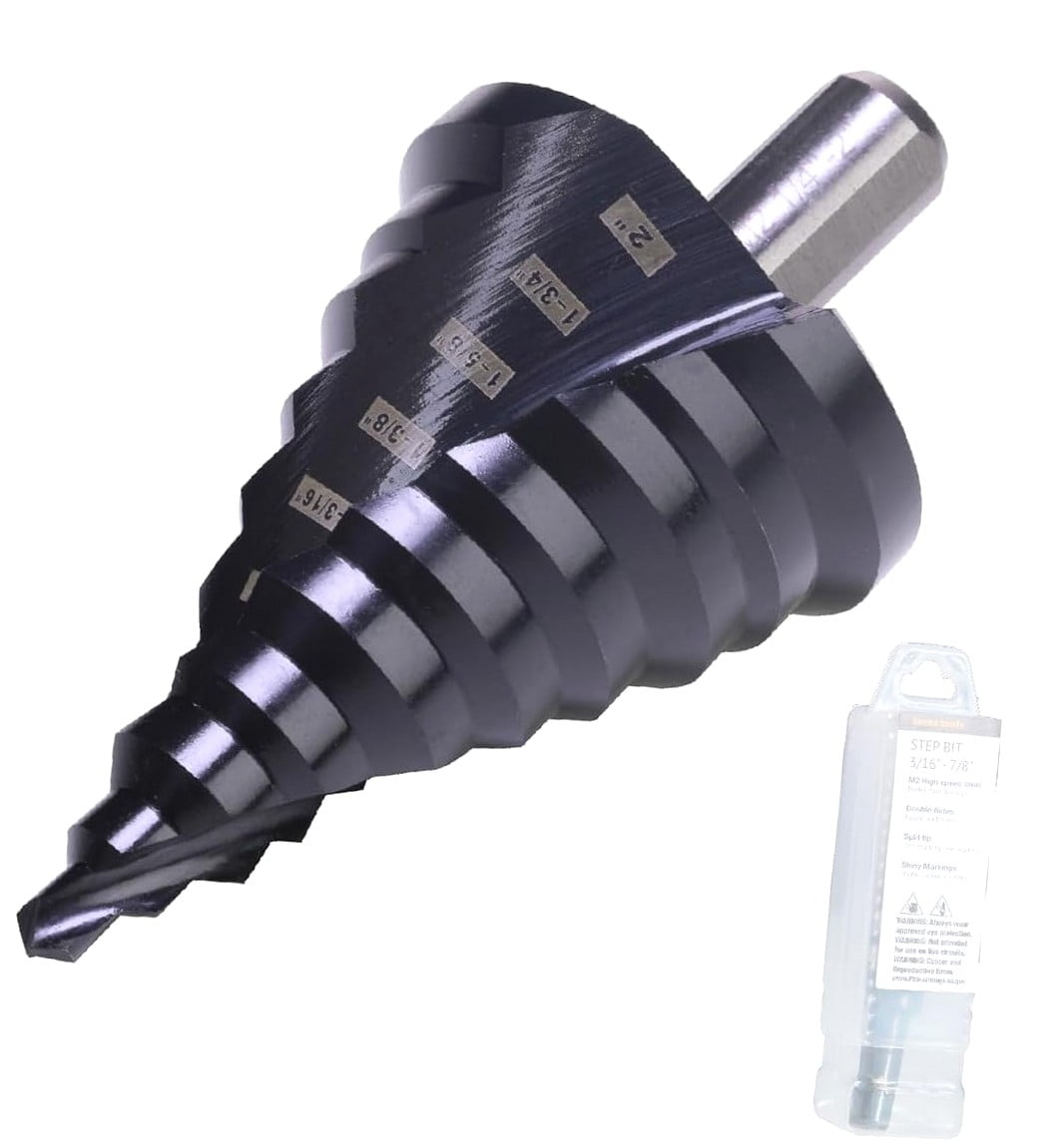 Hyjoy 1/4 to 2 Inch Step Drill Bit Spiral Grooved Double Fluted, Large ...