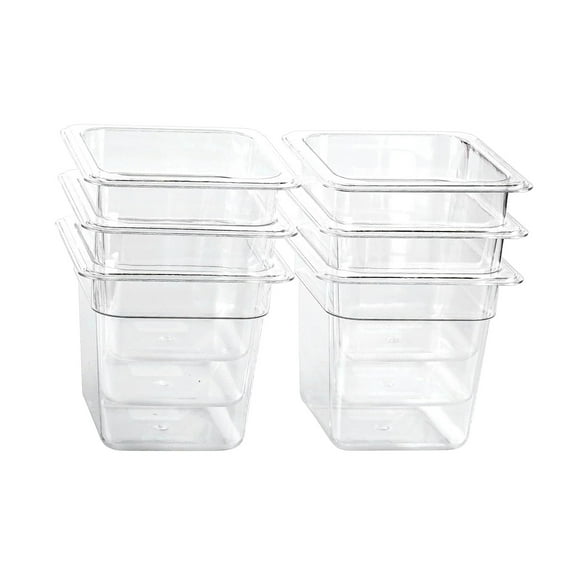 Hyjoy 1/6 Size Food Containers 6 Pack 6 Inch Deep Pan Clear ...