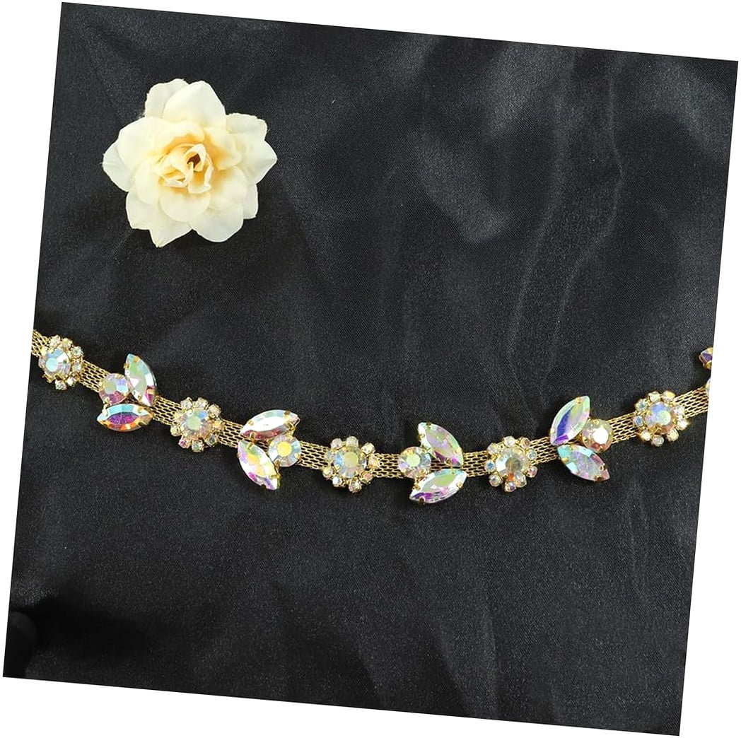 Hyjoy 1 Yard Rhinestone Chain Applique Sewing Embellishments for Dress ...