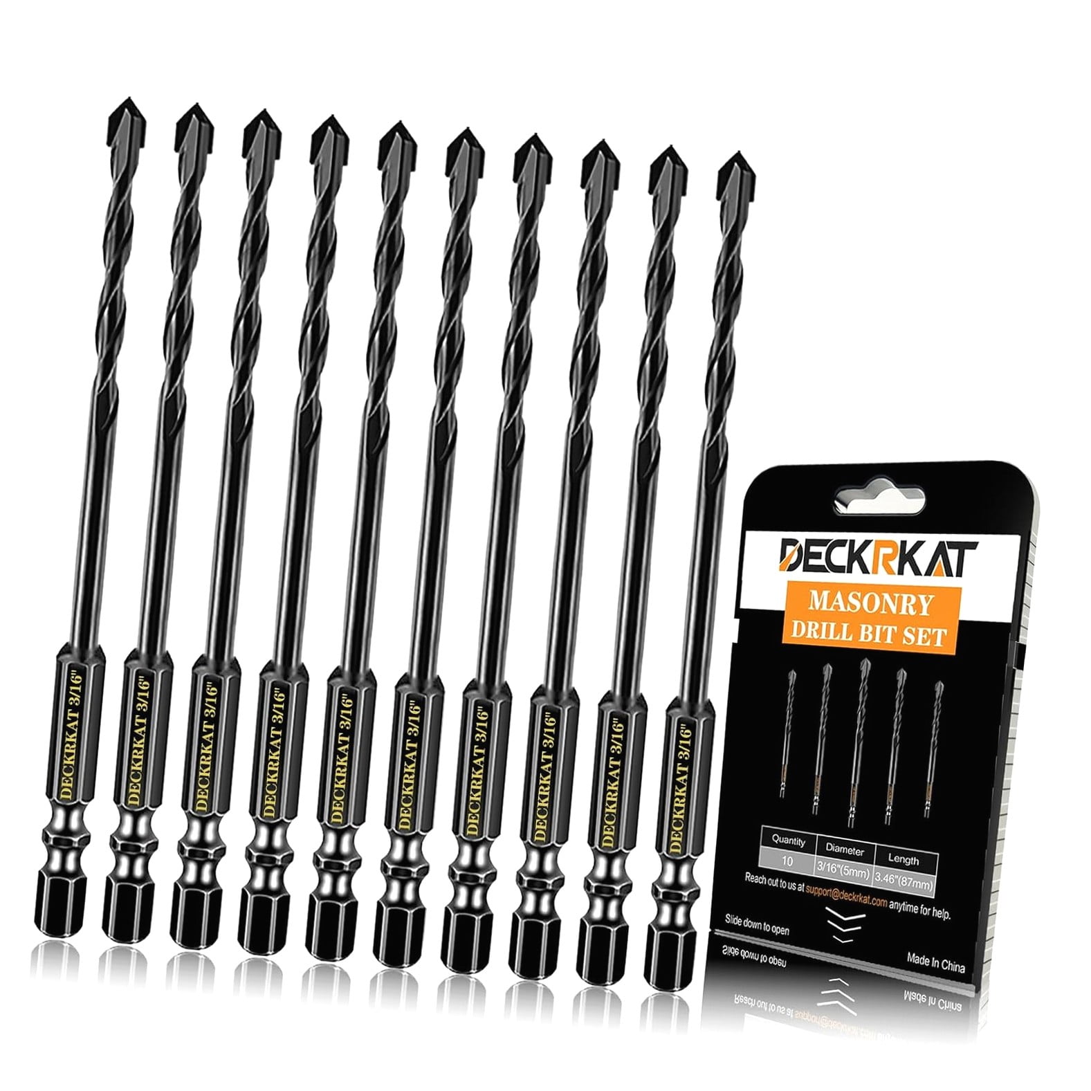 Hyjoy 10-Piece 3/16" Carbide Masonry Drill Bits for Concrete, Brick ...