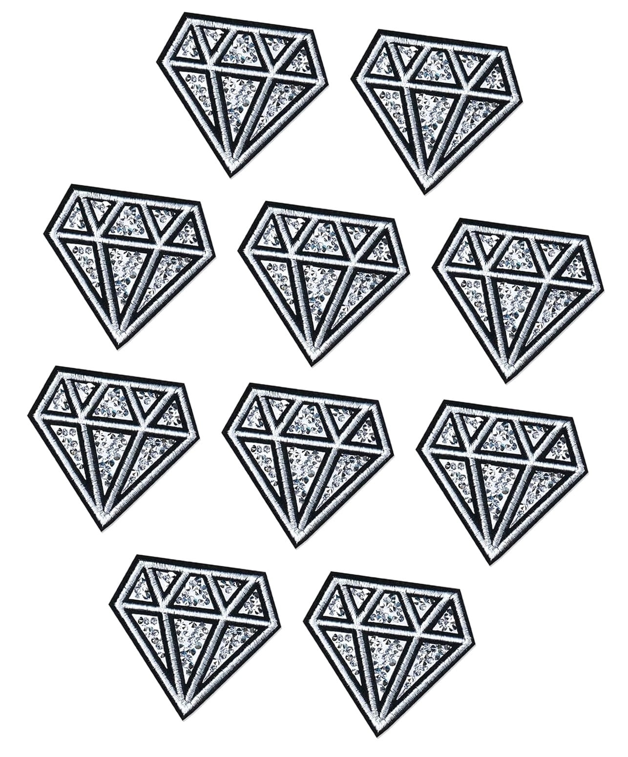 Hyjoy 10 Pieces Rhinestone Iron Patches, Bling Embroidered Applique ...