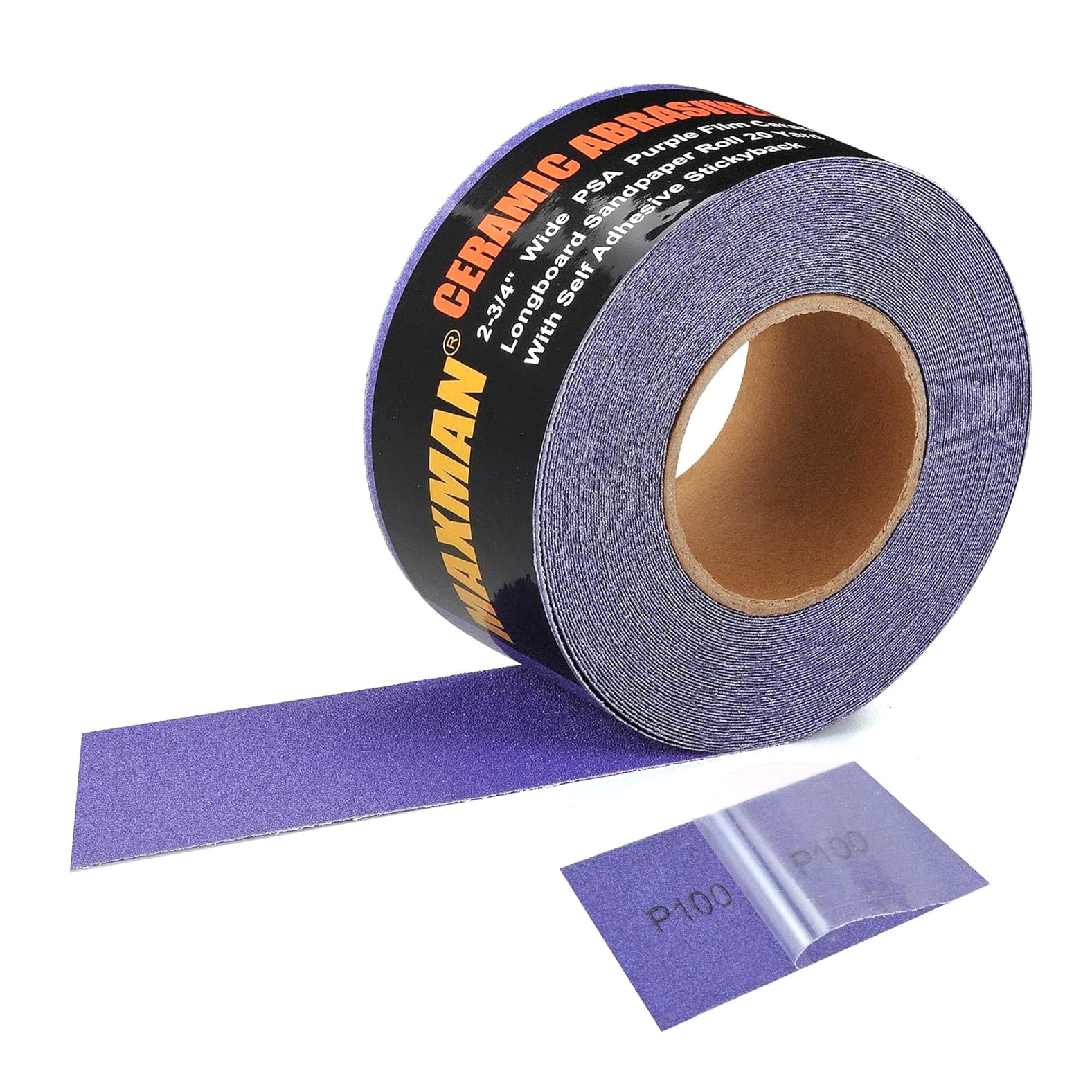 Hyjoy 100 Grit Sandpaper Roll, PSA Film Ceramic Longboard Paper, 2-3/4 ...