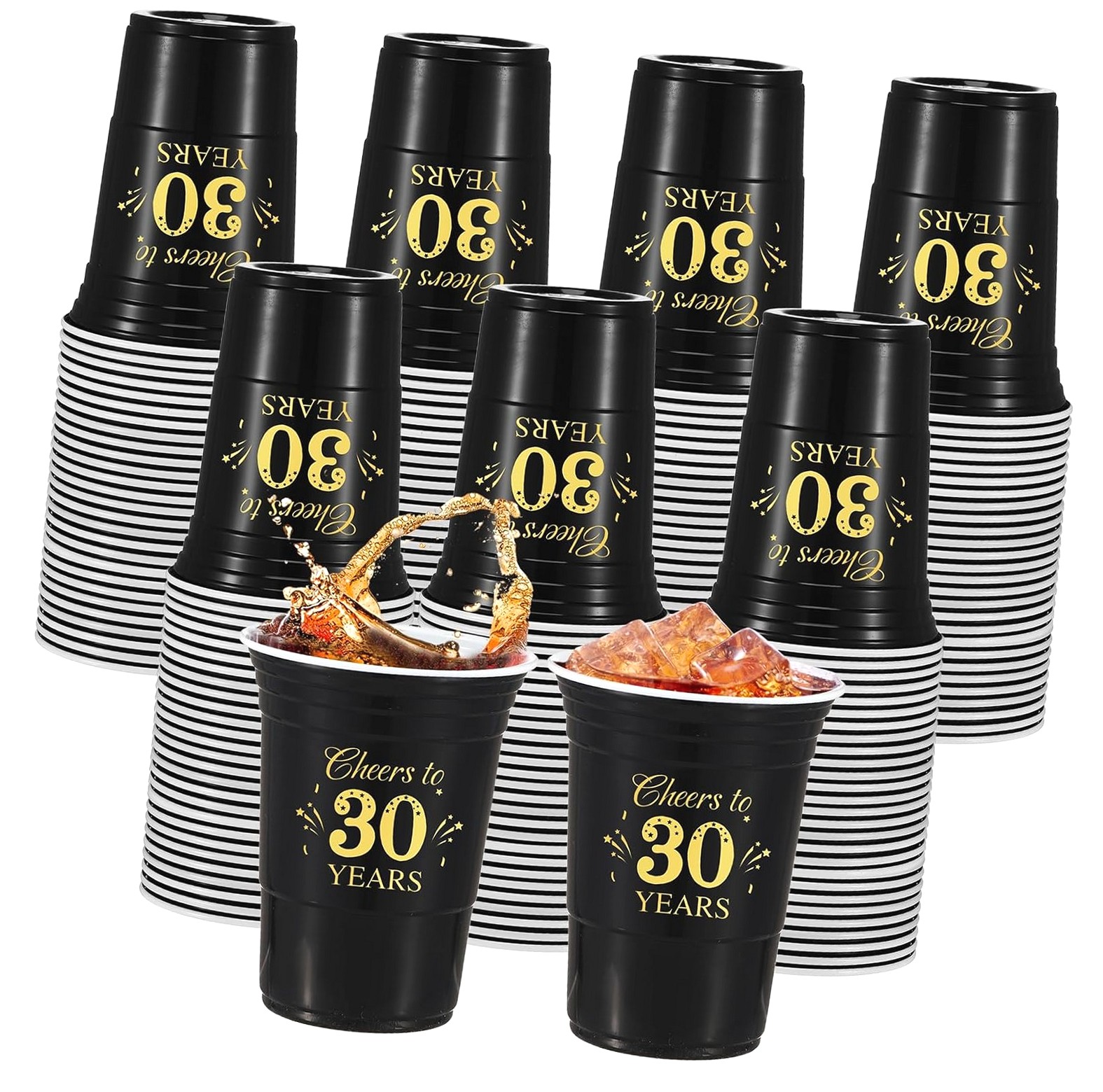 Hyjoy 100 Pcs 30th Birthday Cups Bulk, Cheers to 30 Years 16 oz Plastic ...