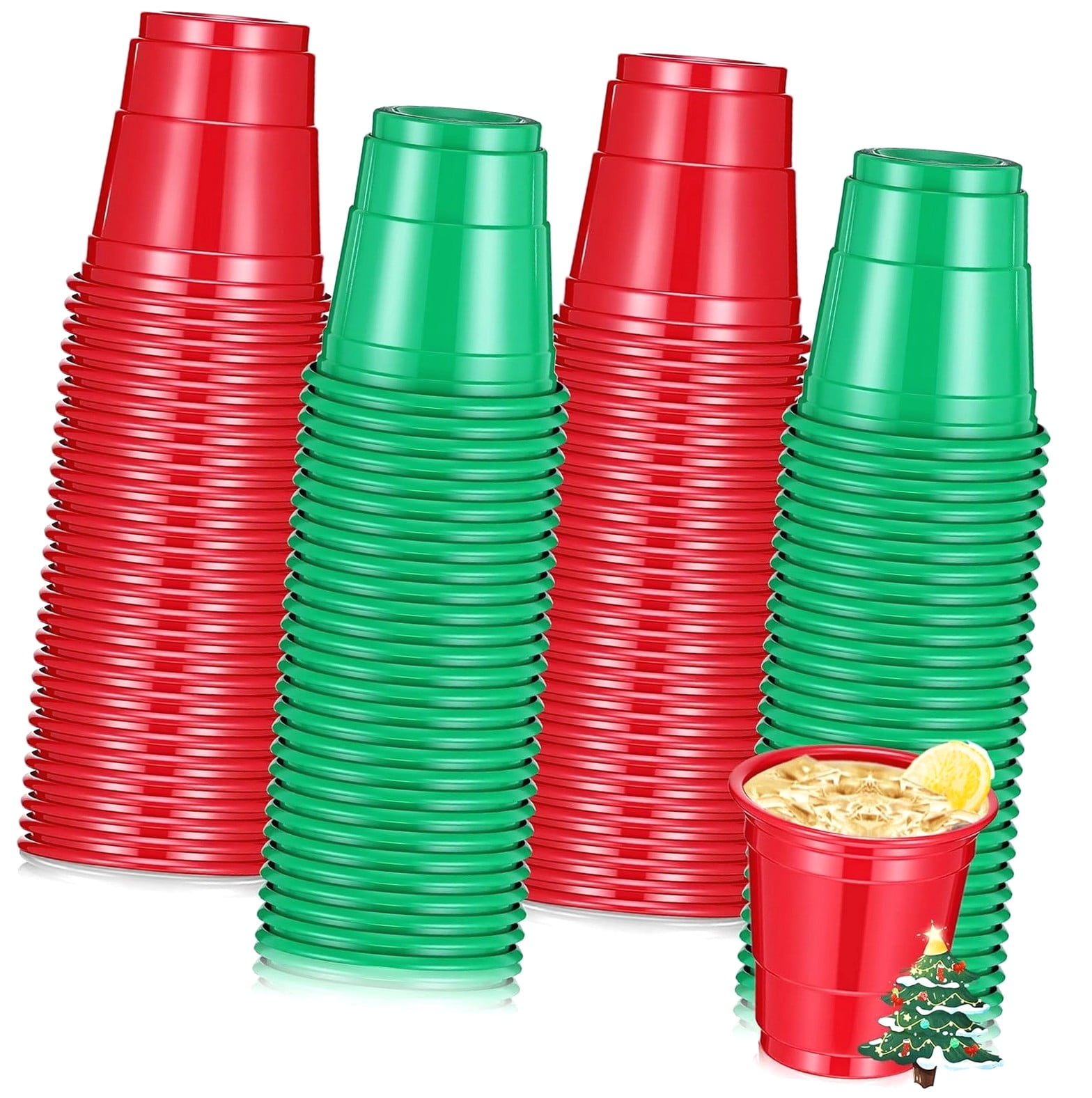 Hyjoy 100 Pcs Christmas 2 oz Plastic Shot Glasses Shot Cups Small ...