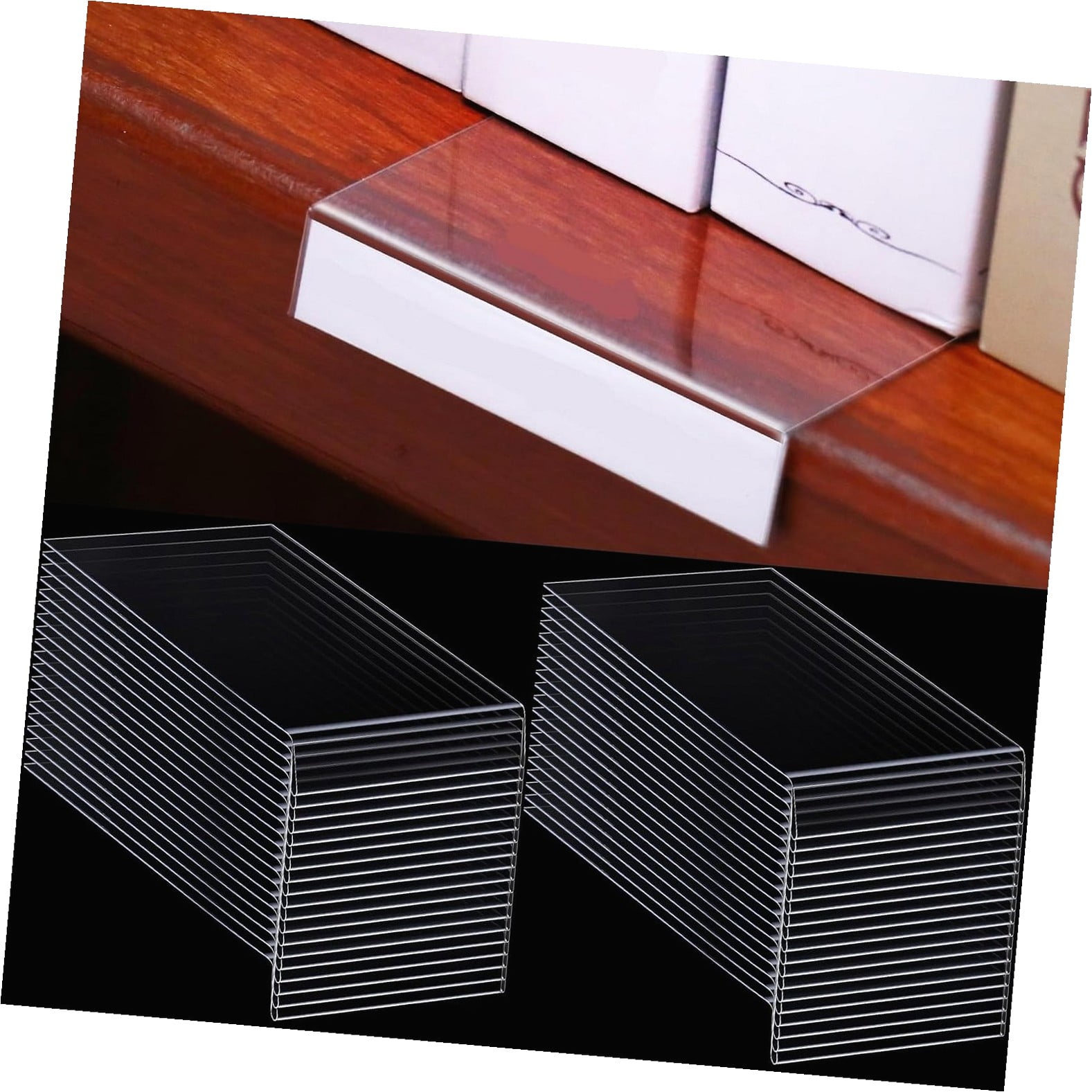 Hyjoy 100 Pieces Label Holders Clear Movable Bookshelf Label Divider ...