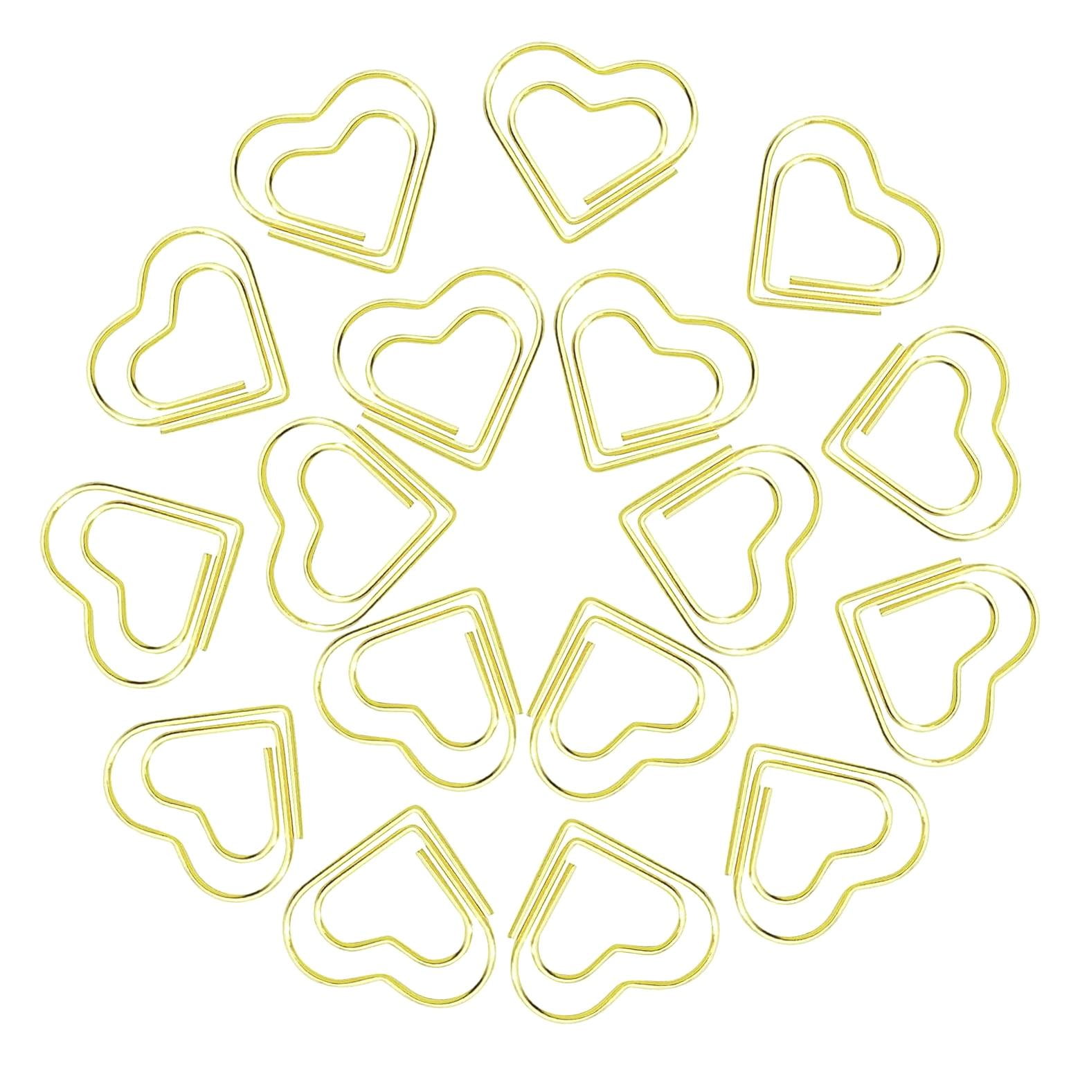 Hyjoy 100 Pieces Tiny Heart Paper Clips, Small Love-Shaped Clamps, Cute Metal Bookmarks for ...