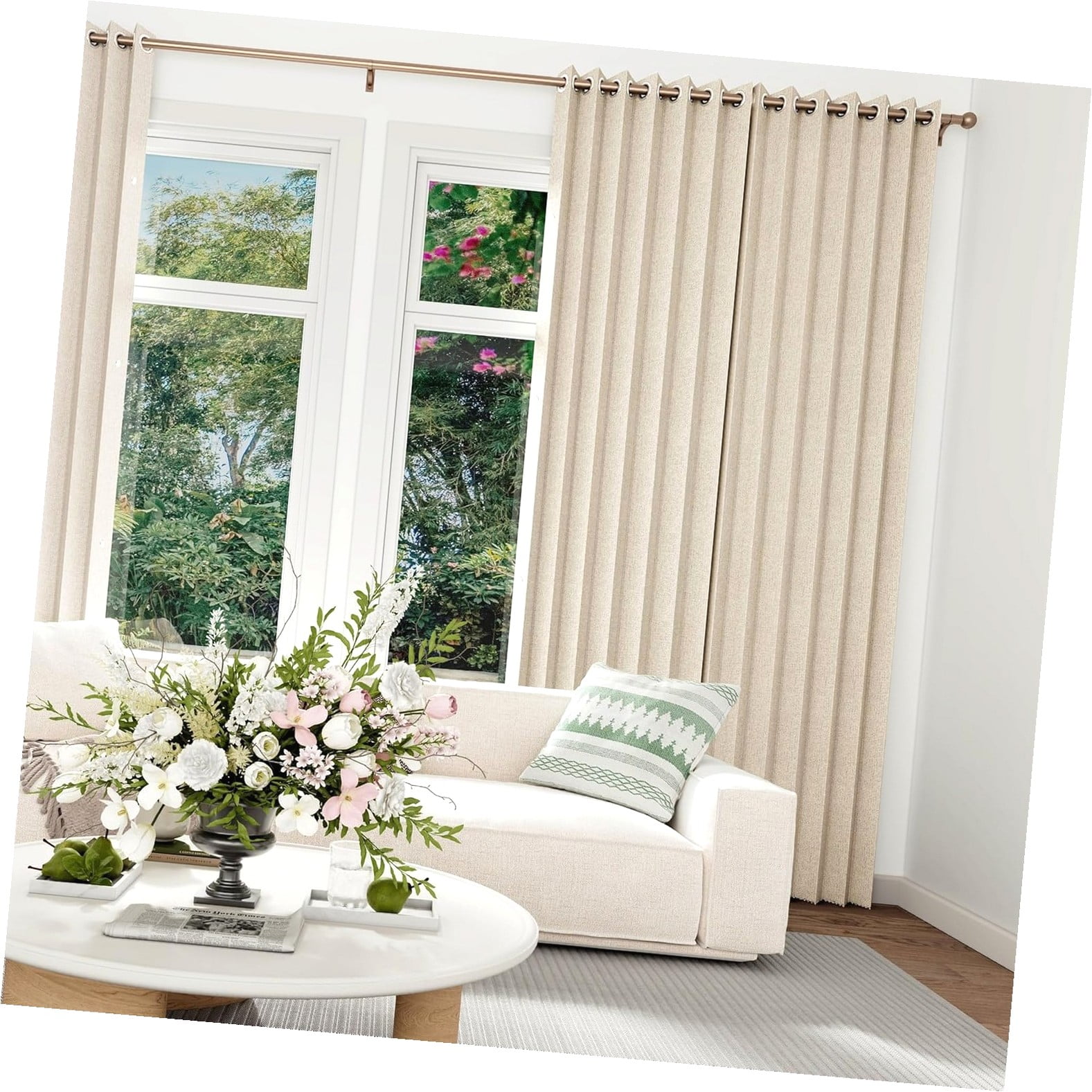 Hyjoy 100% Pleated Curtain with Closure, Linen Curtains 96 Inches Long ...