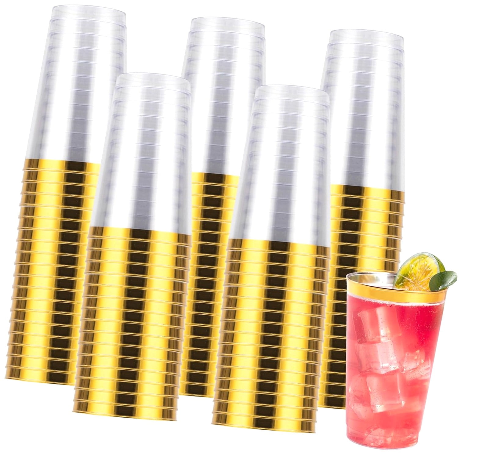 Hyjoy 100PCS 14oz Plastic Cups for Party, Rim Cups, Plastic Cocktail ...