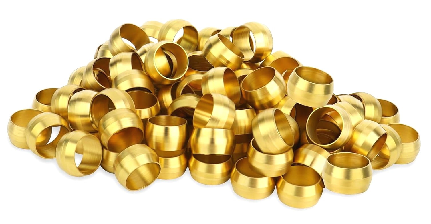 Hyjoy 100PCS 3/8" Tube OD Compression Fittings, Compression Sleeve ...