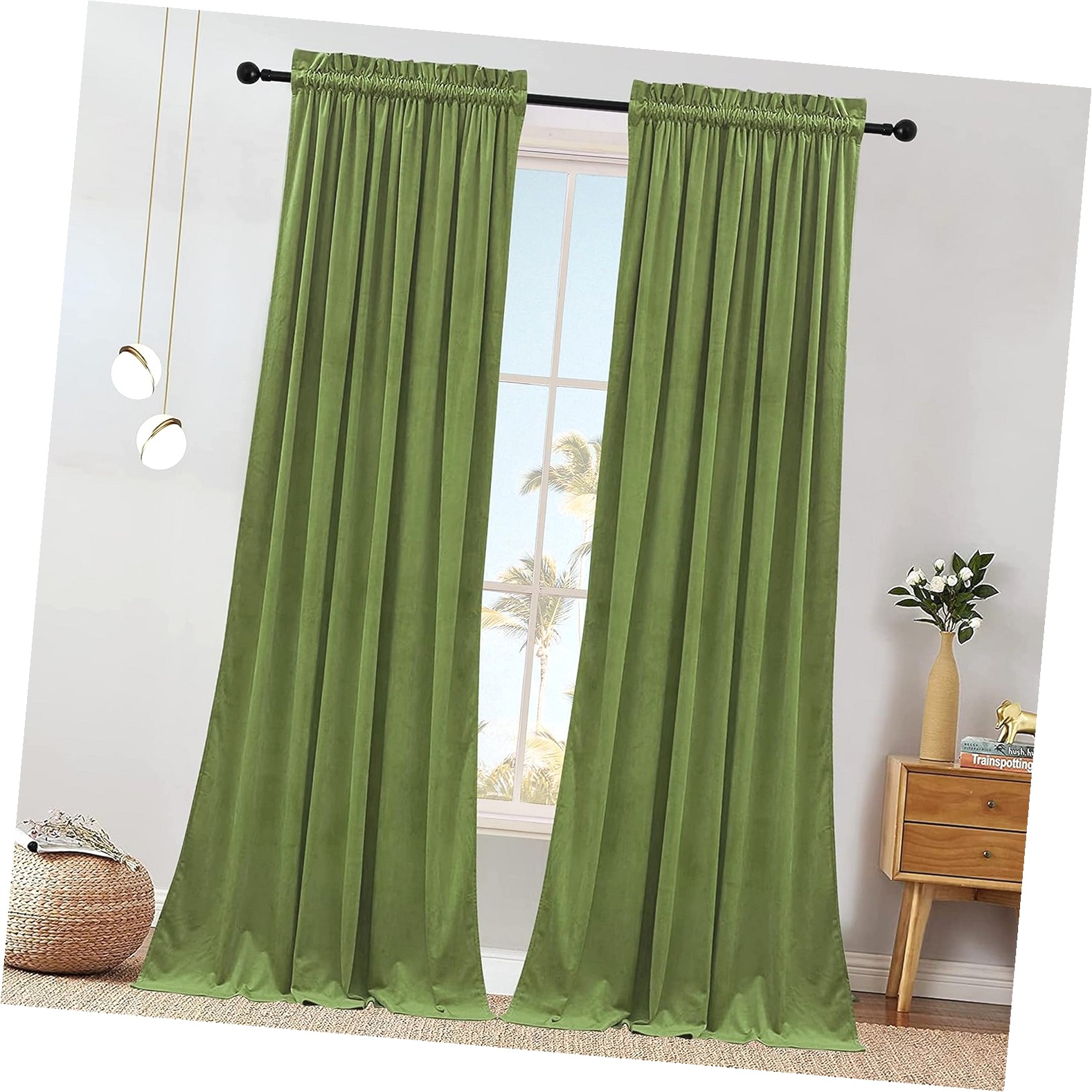 Hyjoy 108in Long Velvet Curtains with Rod Pocket Thermal Insulated Soft ...