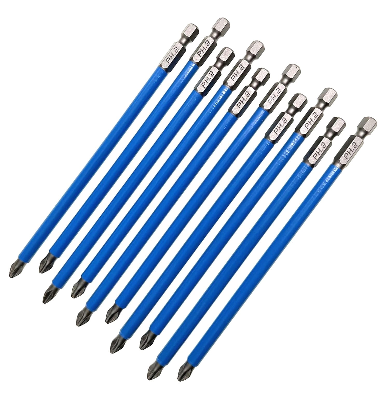 Hyjoy 10Pcs Slot PH2 Screwdriver Bit Set 1/4 Inch Shank 150mm Length ...