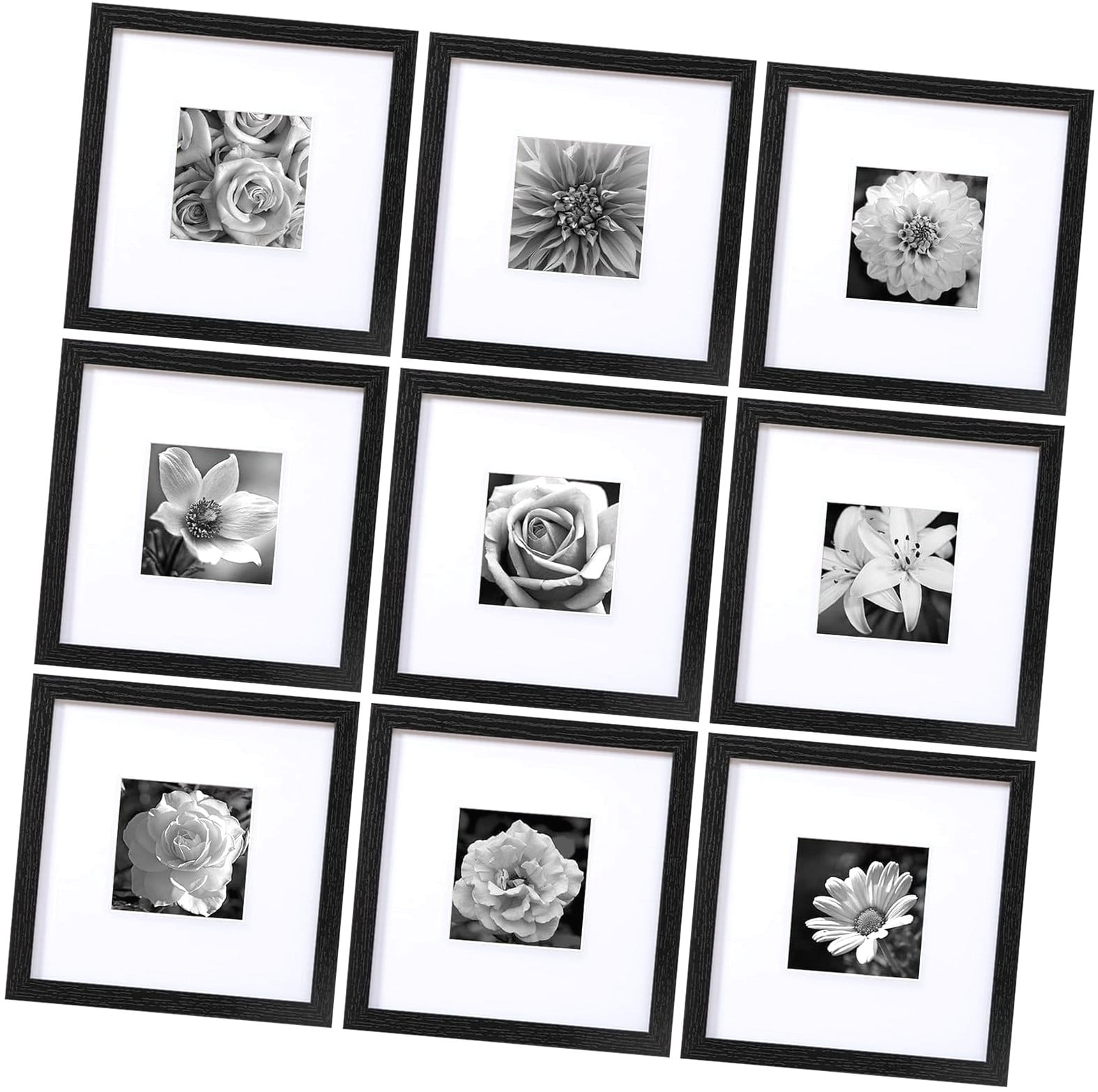 Hyjoy 10x10 Picture Set of 9 with Mat for 5x5 Photos or without Mat for ...