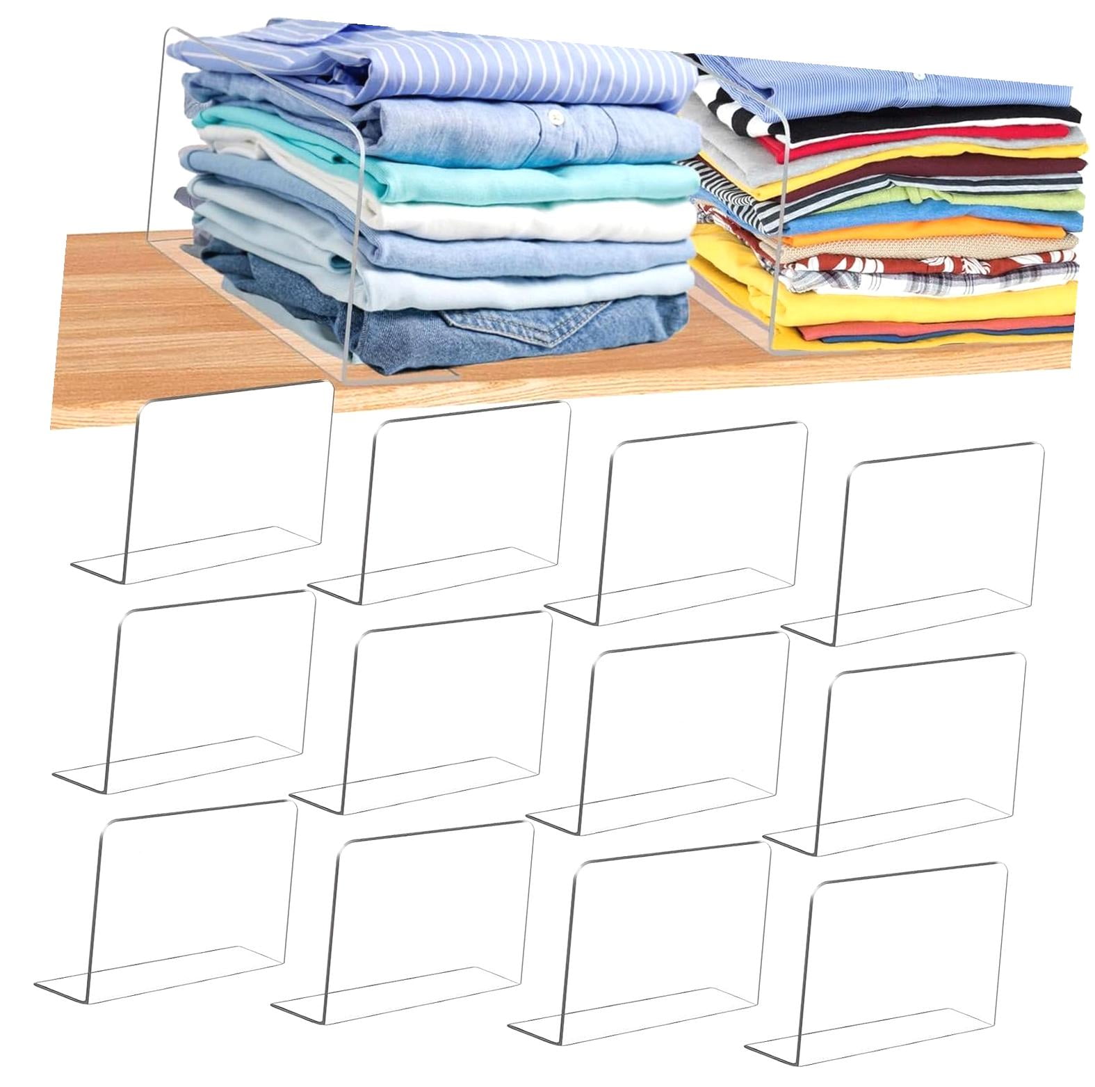 Hyjoy 12 Pack Shelf Dividers for Closet Organization, Clear Plastic ...