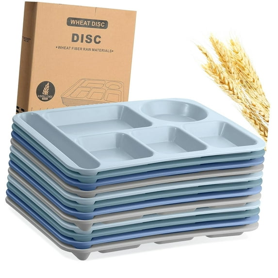 Hyjoy 12 Pcs 14'' Large Divided Plates Unbreakable Lunch Trays 6 ...