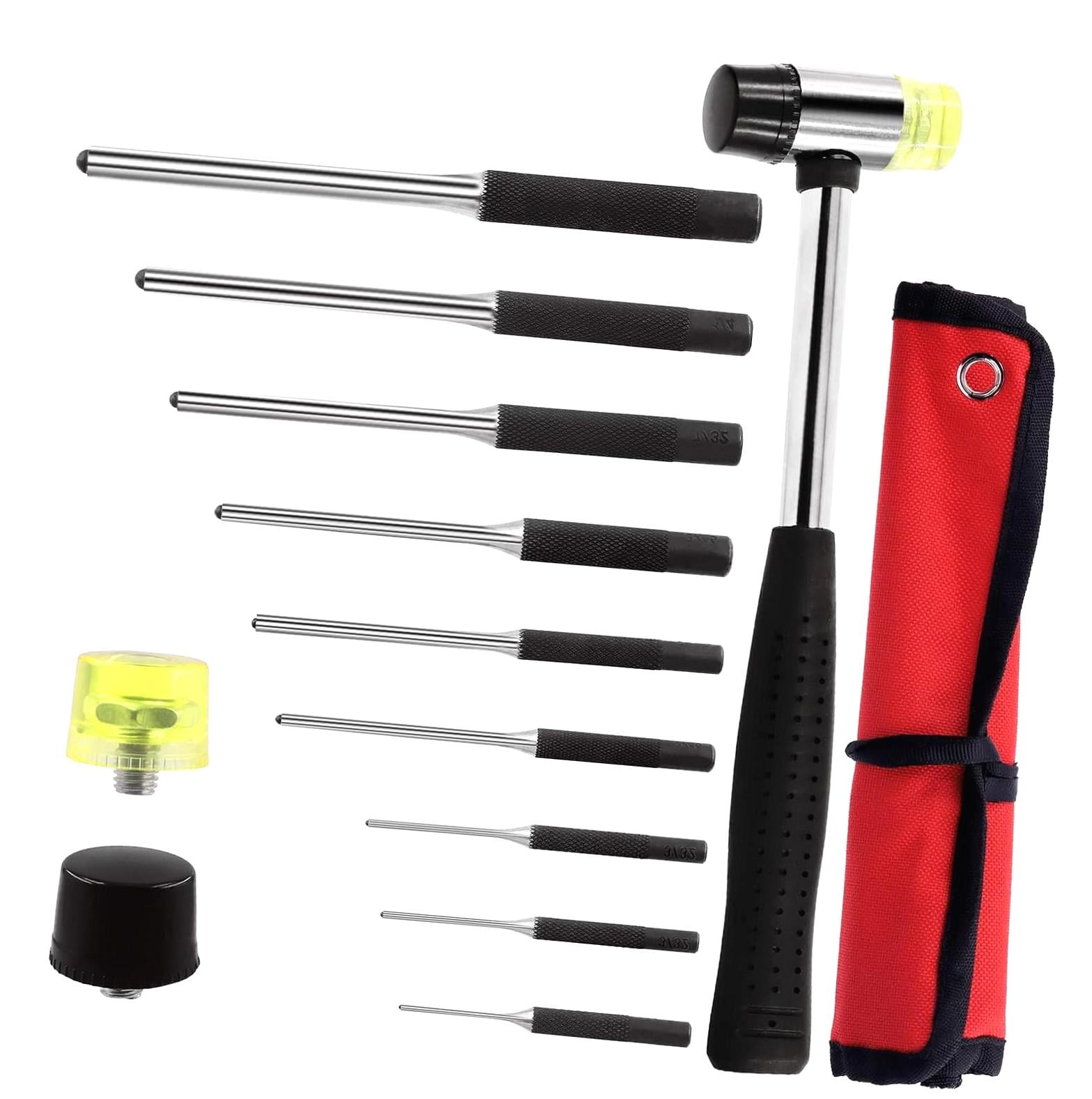 Hyjoy 12-Piece Roll Pin Tool Kit with Hammer, Steel Pin Removal and ...