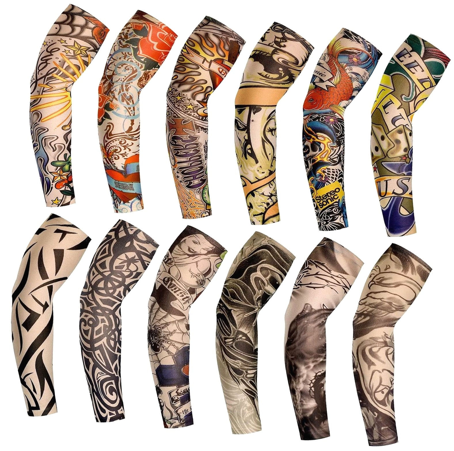 Hyjoy 12 Pieces Sleeves Set Fake Arm Sleeves Cover Realistic Soft ...