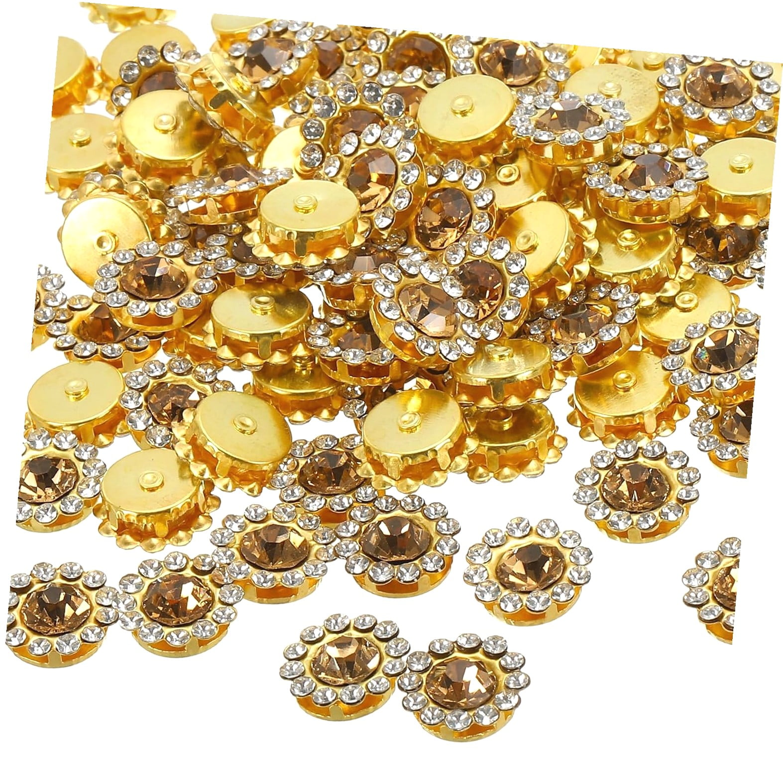 Hyjoy 12 mm Claw Sew Pearls Rhinestones, 100 Pieces Crystals Metal Base ...