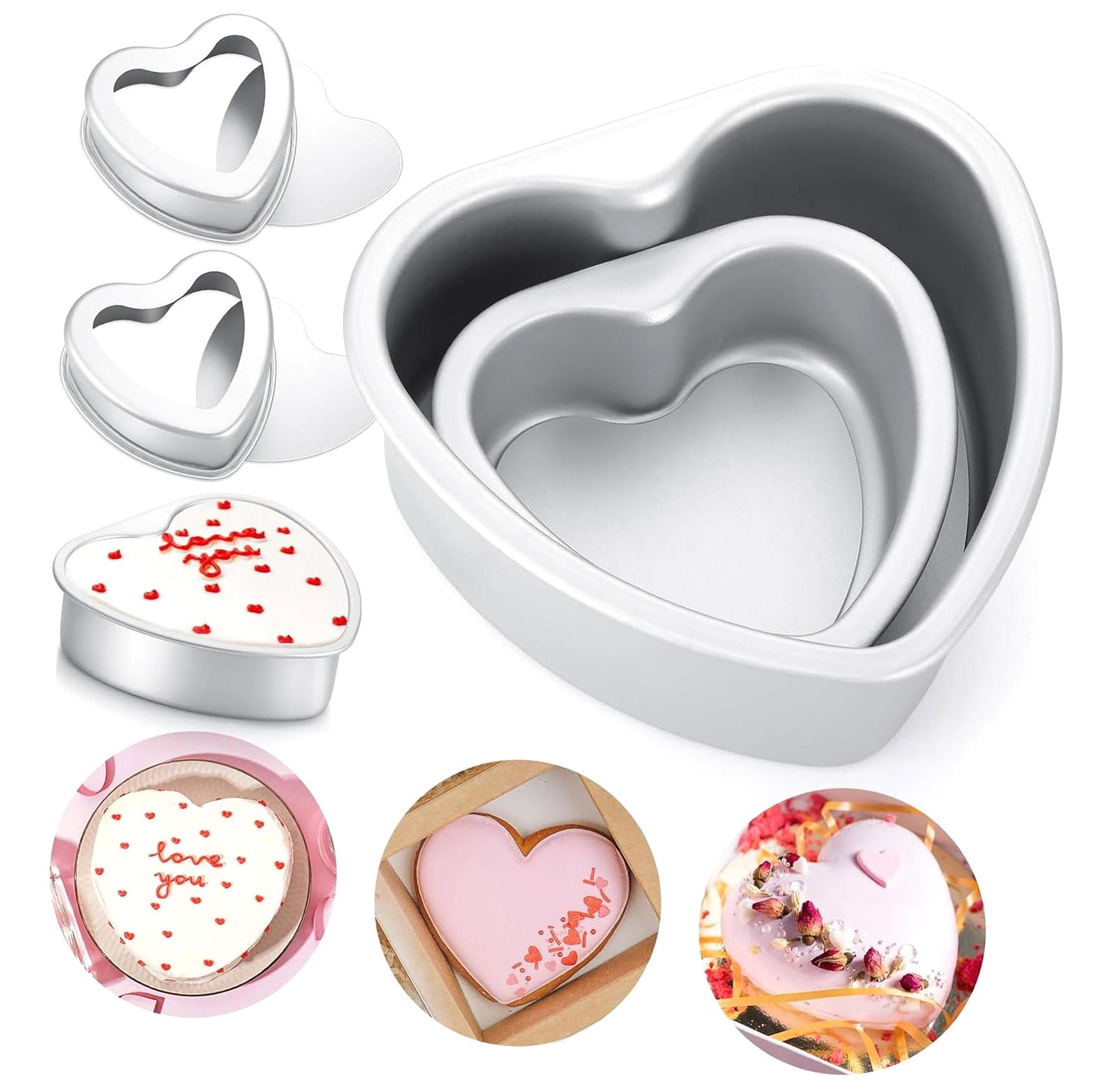 Hyjoy 12pc Mother's Day Heart Shaped Baking Pans 4 Inch 6 Inch Aluminum ...
