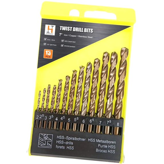 Hyjoy 13-Piece M35 Cobalt Steel Drill Bit Set (2mm-8mm) with Plastic ...