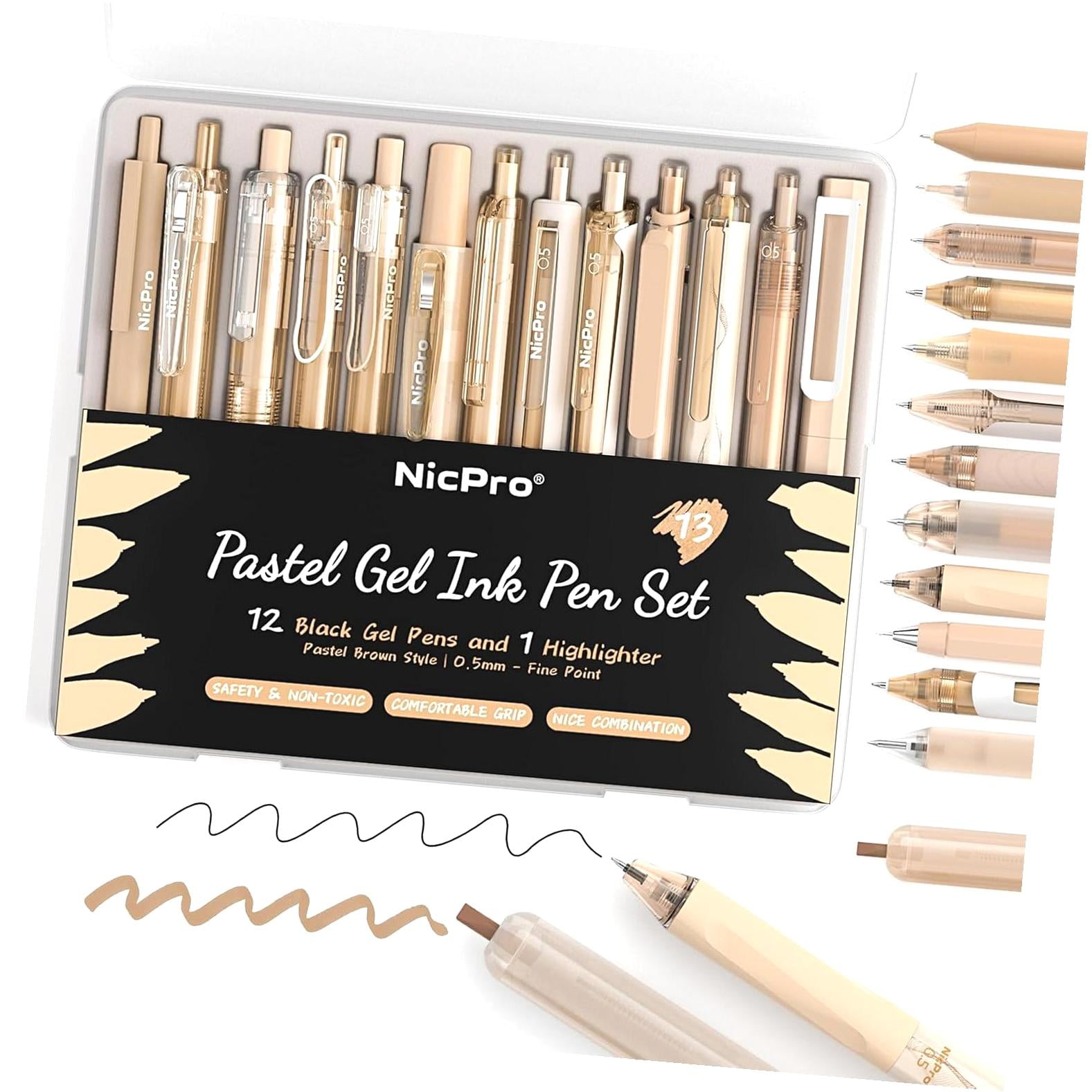Hyjoy 13PCS Pastel Ink Pen Collection with Case, Charming Retractable 0 ...