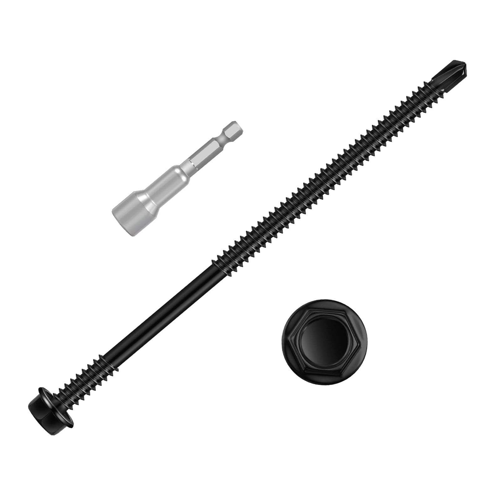Hyjoy 15 Units #14 6 Inch Sheet Metal Screws, Hex Washer Self- Screw ...