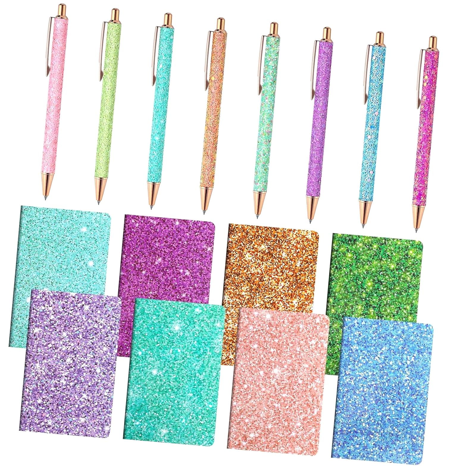 Hyjoy 16-Piece Glitter Pen and Notepad Set - 8 Mini Glitter Notebooks ...