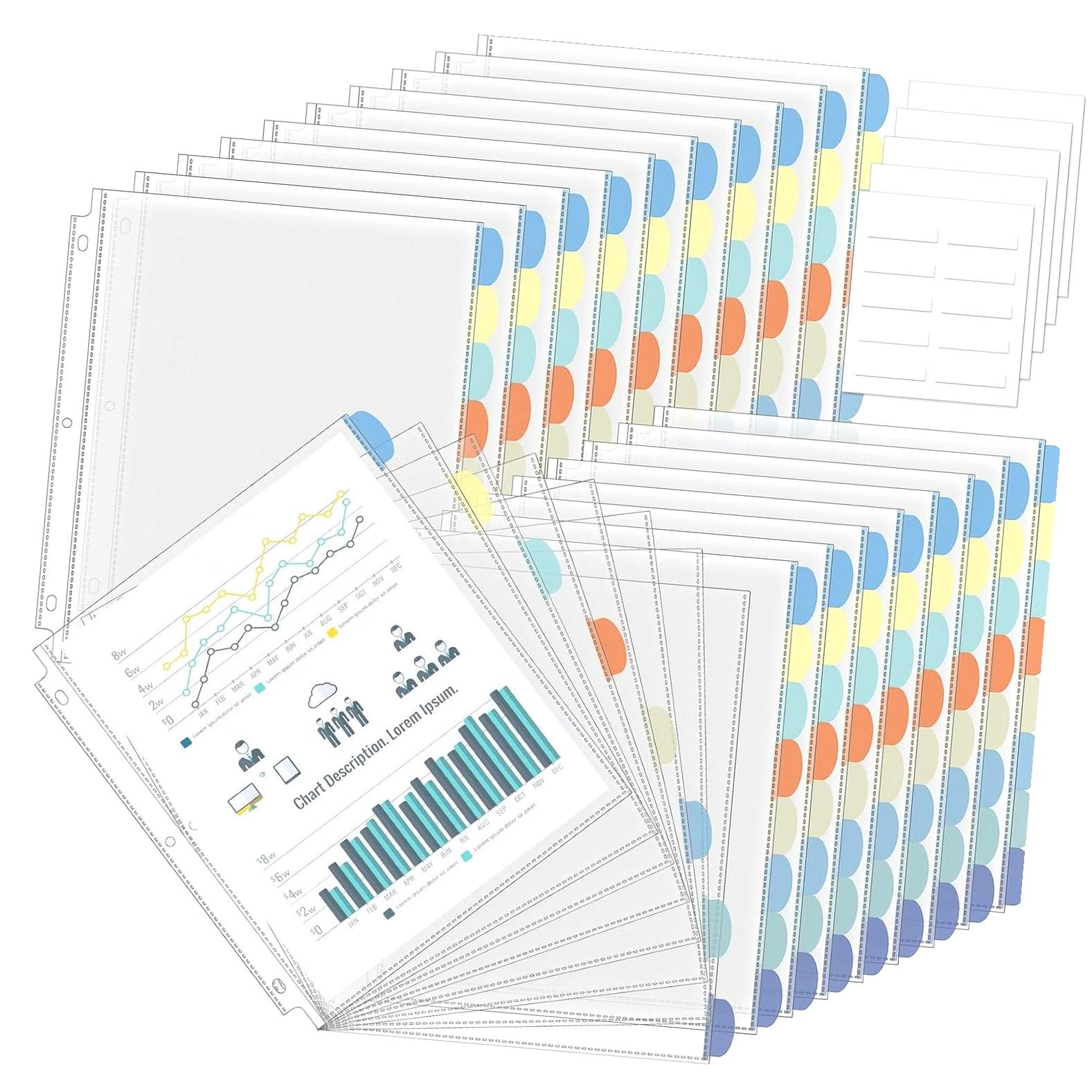 Hyjoy 16 Set of 128 Pack Clear Binder Sheet Protectors with Tabs for 3 Binder 8 Tab Binder ...