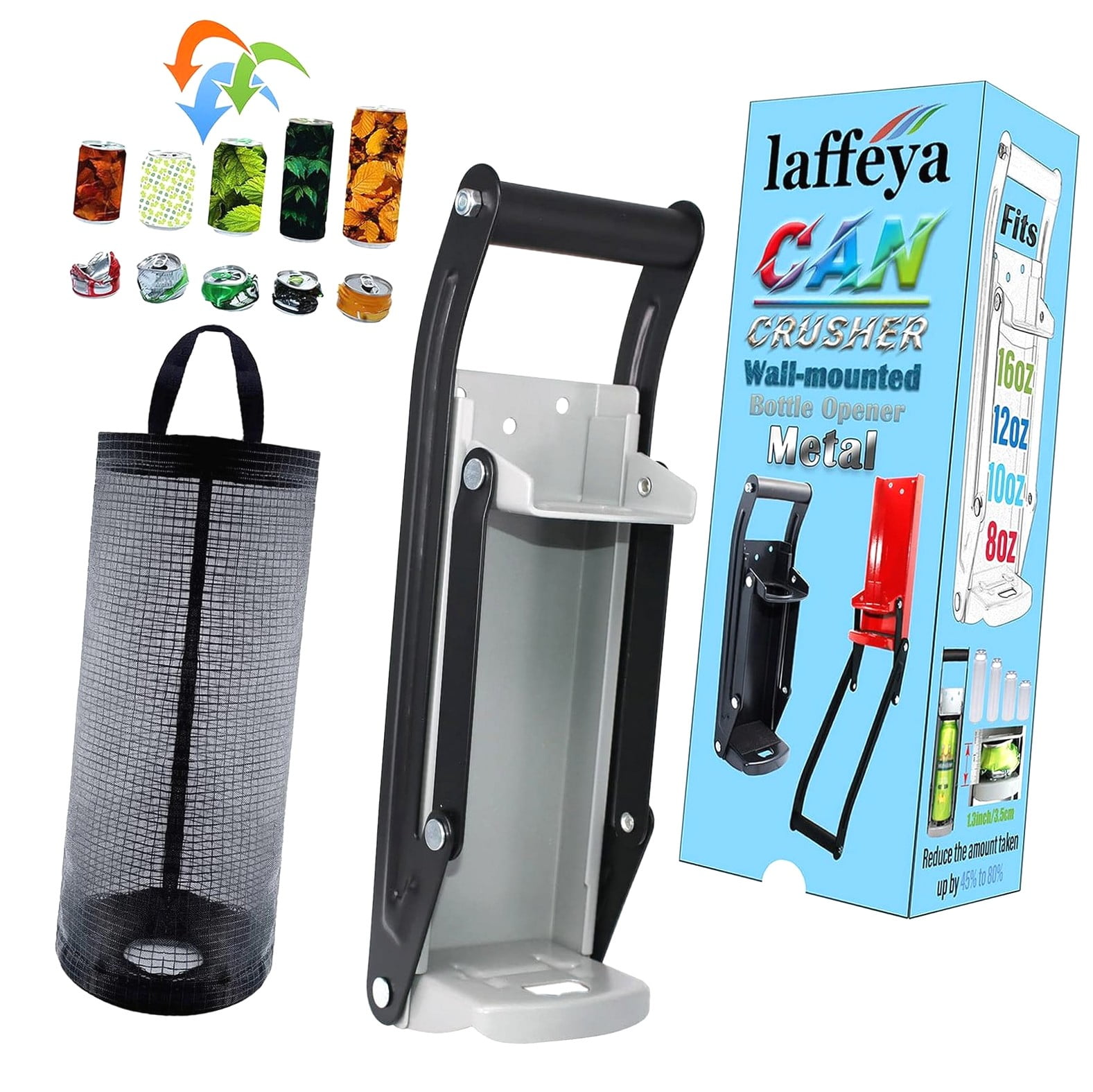 Hyjoy 16 oz Can Crusher, Aluminum Plastic Crusher, Wall Mount Can ...