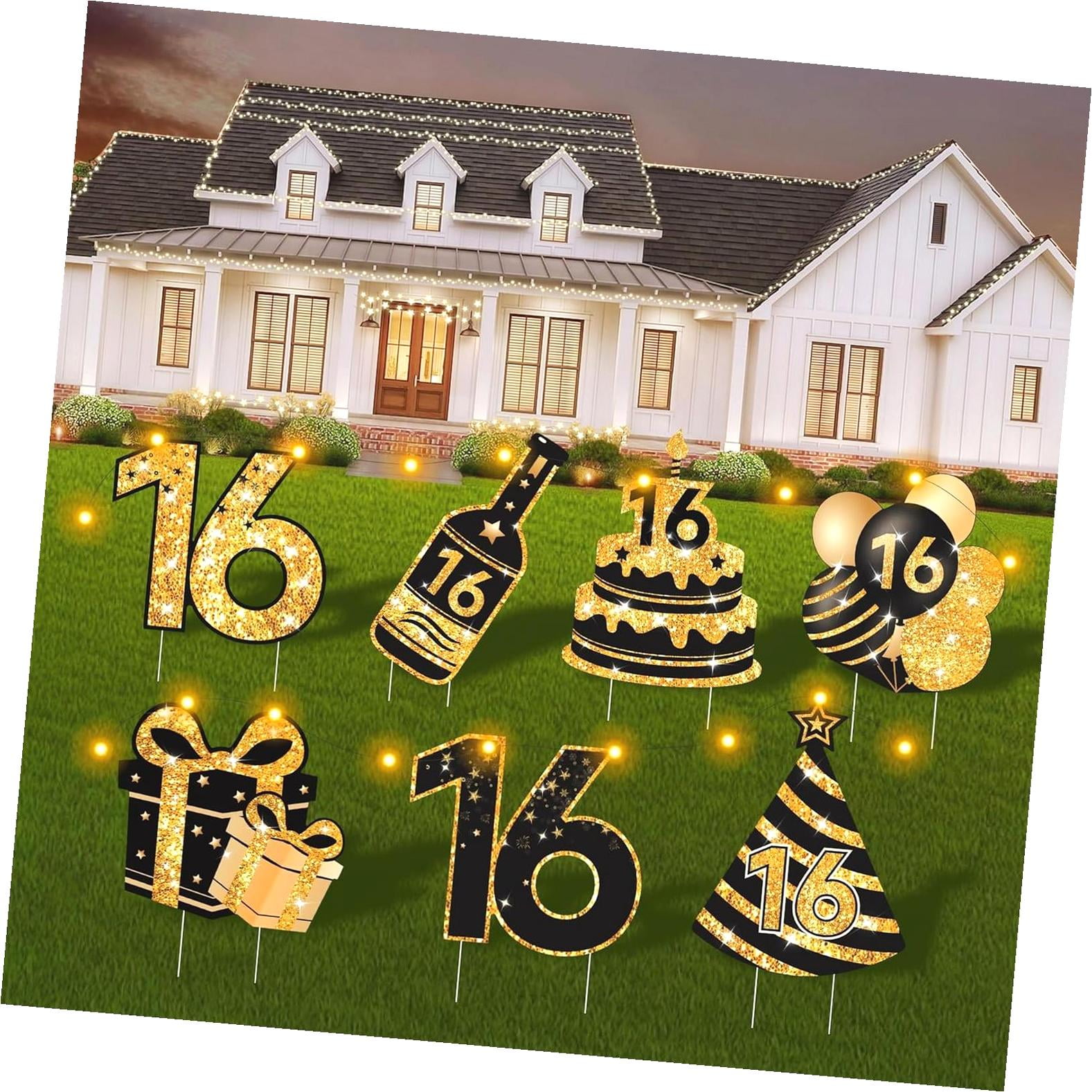 Hyjoy 16th Birthday Decorations for Girls & Boys - 7 Piece Sweet 16 ...