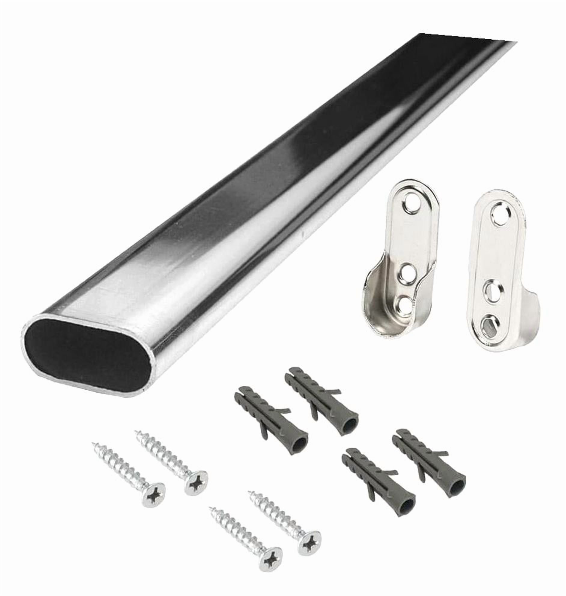 Hyjoy 2 Ft. Long Steel Oval Closet Rod with Hanging Brackets, Wall ...