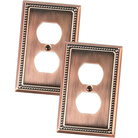 Hyjoy 2-Pack Duplex Outlet Cover Plate, Copper Metal Wall Plates for ...