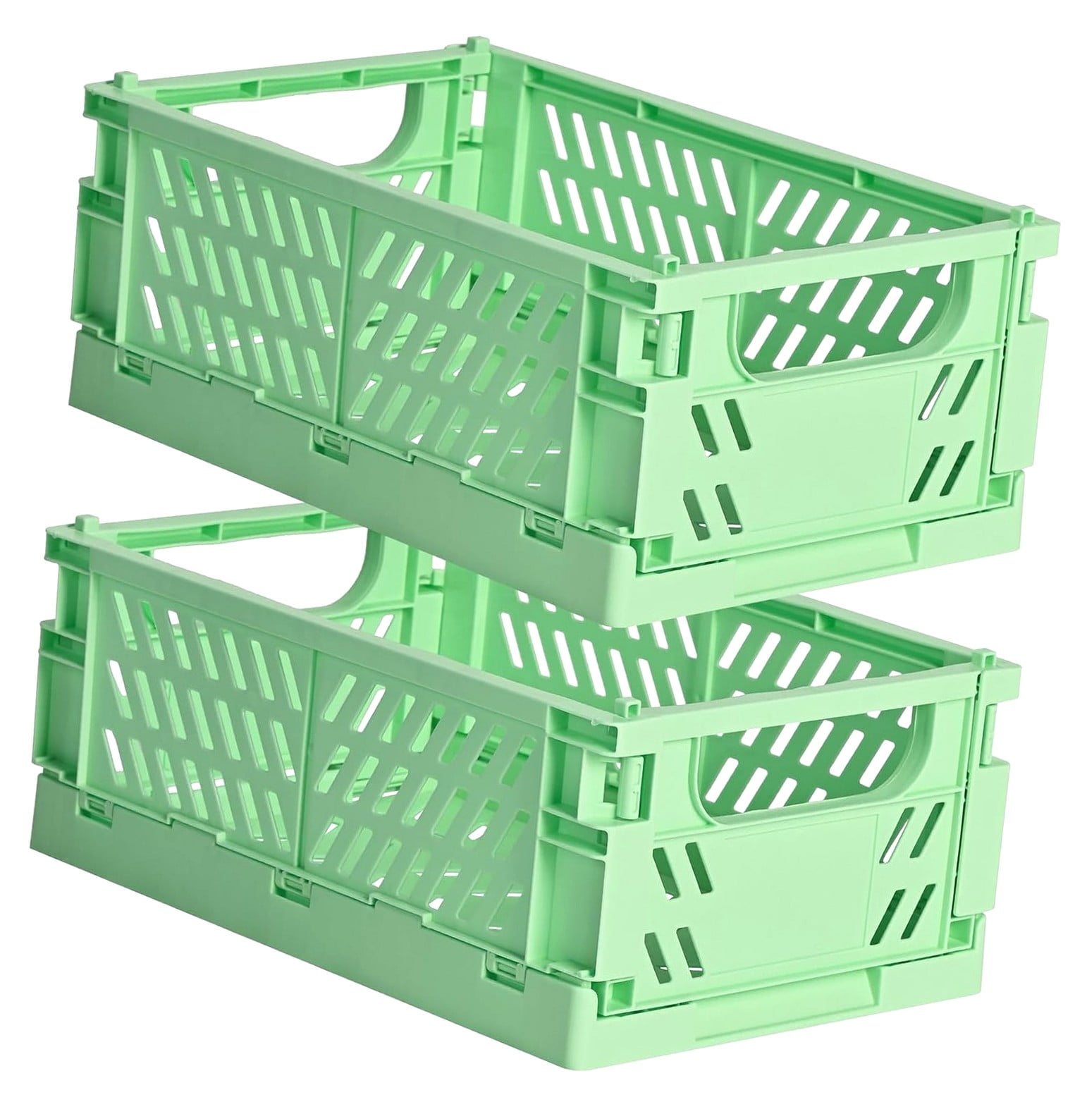 Hyjoy 2-Pack Small Pastel Plastic Storage Baskets, Collapsible Crates ...