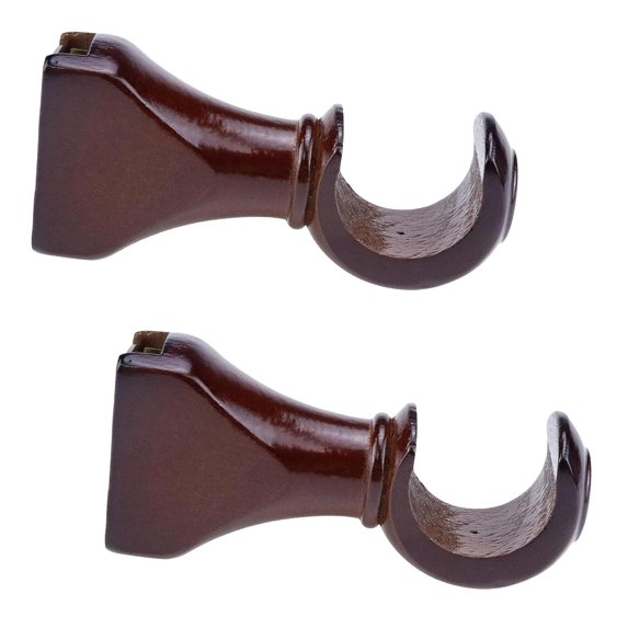 Hyjoy 2-Pack Wooden Curtain Rod Brackets, Brown Supports for 28mm ...