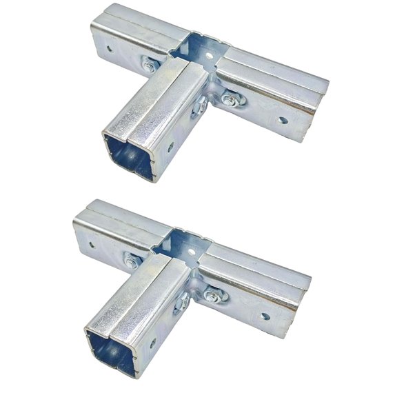 Hyjoy 2 Pcs 4 Way Shape Connector, Square Steel Tube Fittings Joint ...