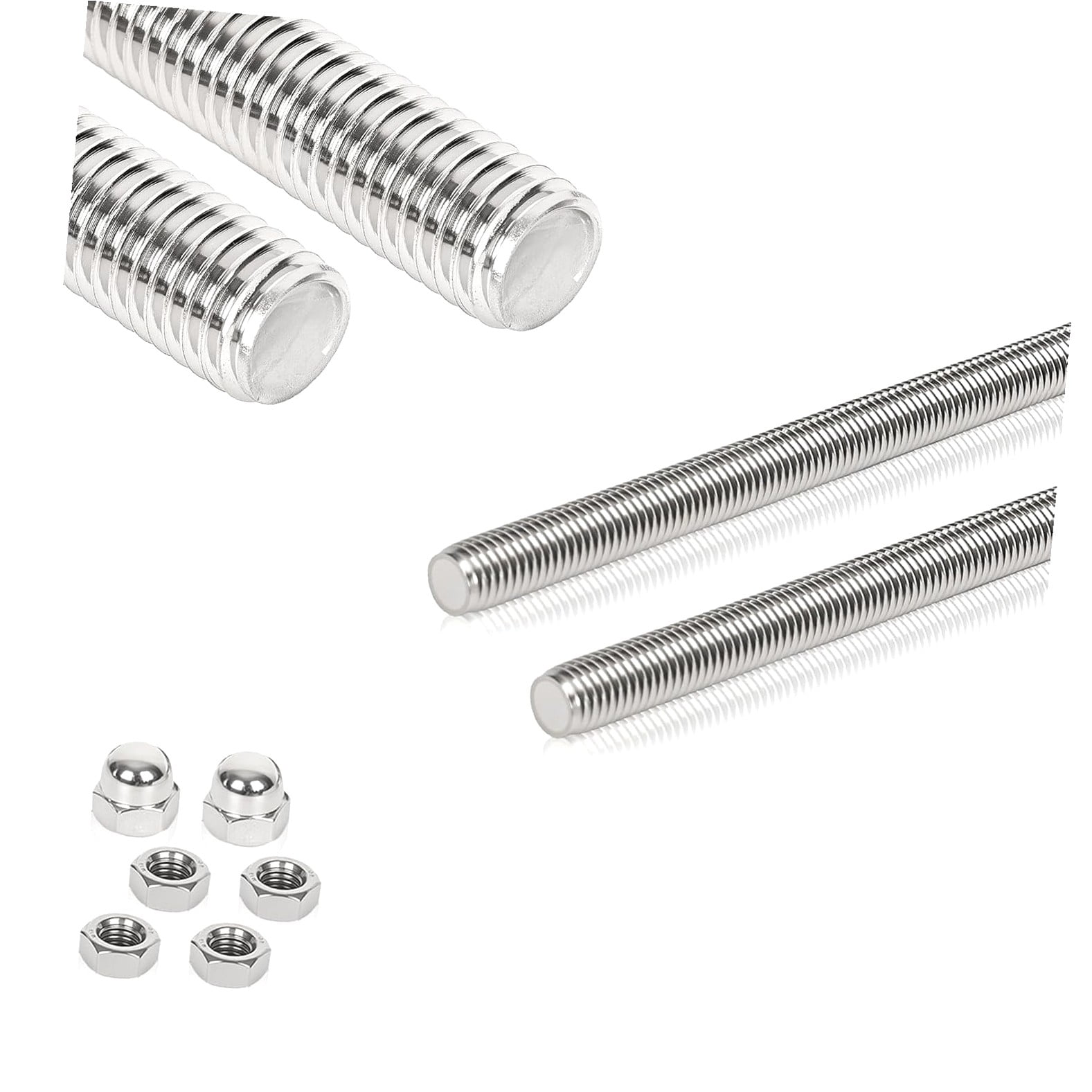 Hyjoy 2 Pieces 304 Steel M6 Fully Threaded Rod, 12" (305mm) Length ...