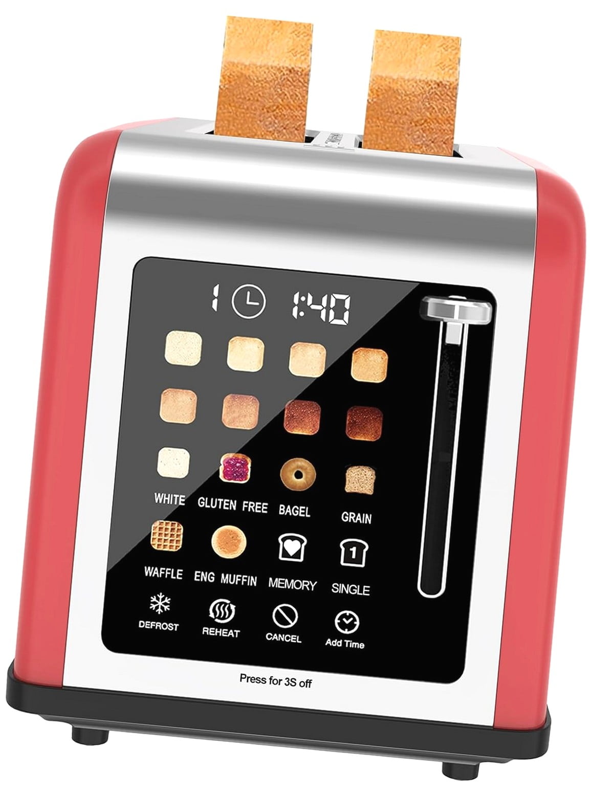 Hyjoy 2 Slice Toaster Touch Screen, Steel Toasters Timer 2 Slot ...