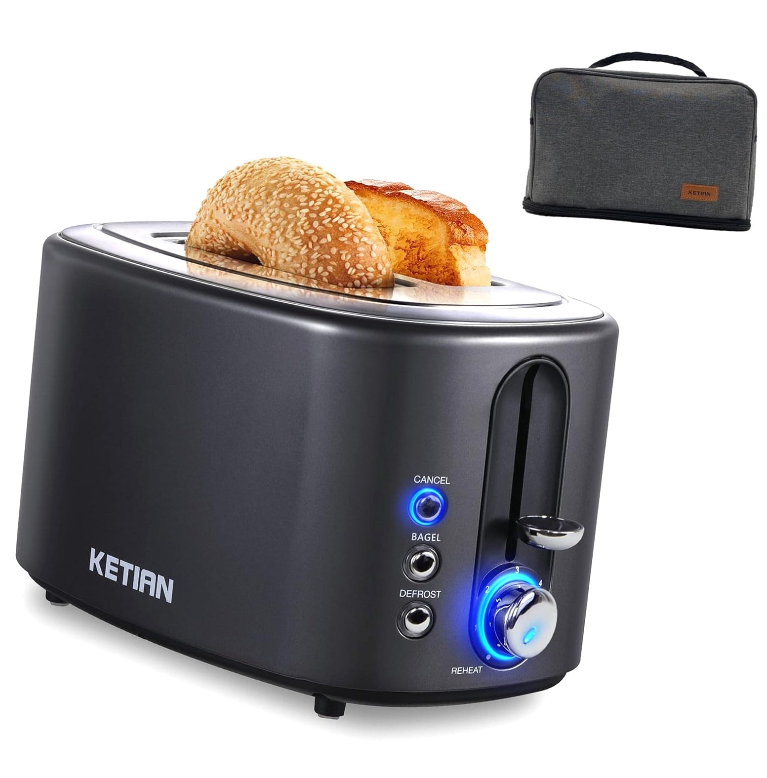 Hyjoy 2 Slice Toaster with Cover, Retro Steel Toasters, 1.5-Inch Extra ...