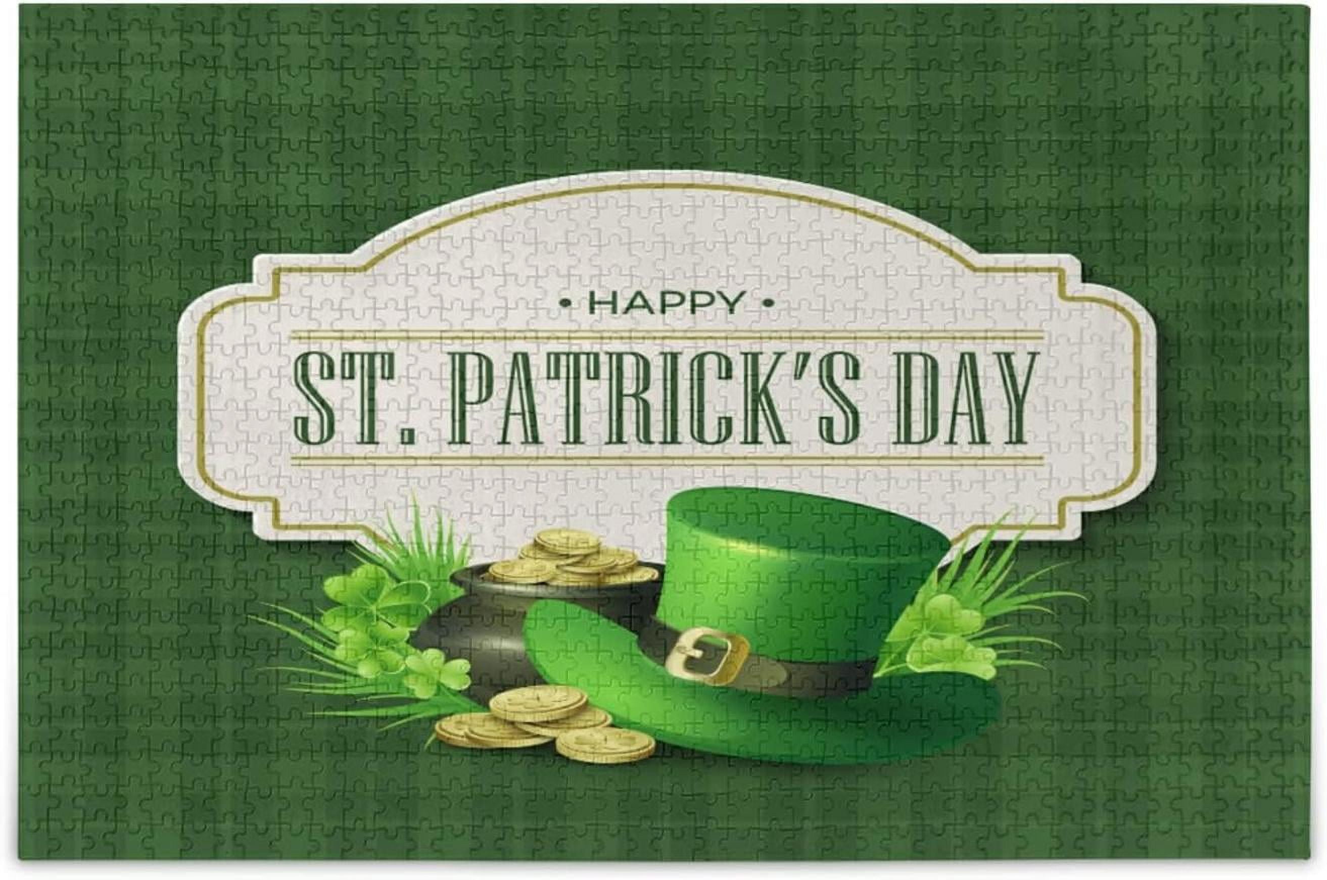 Hyjoy 20 x 15in 500Pcs Buffalo Plaid Leprechaun Hat Jigsaw Puzzles for ...