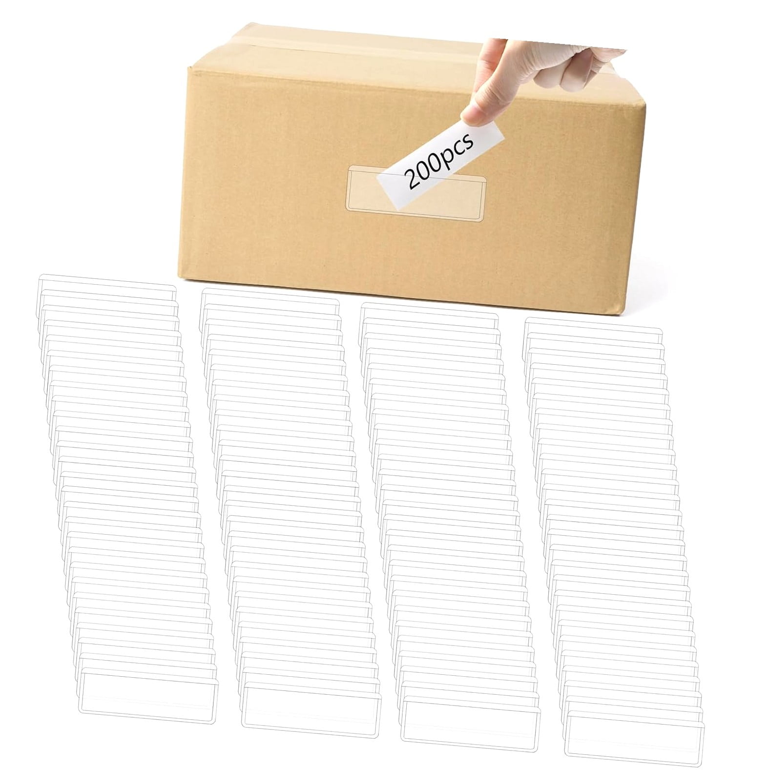 Hyjoy 200 Pack Label Holders, 3.1 Inch Clear Adhesive Tags, Index Card ...