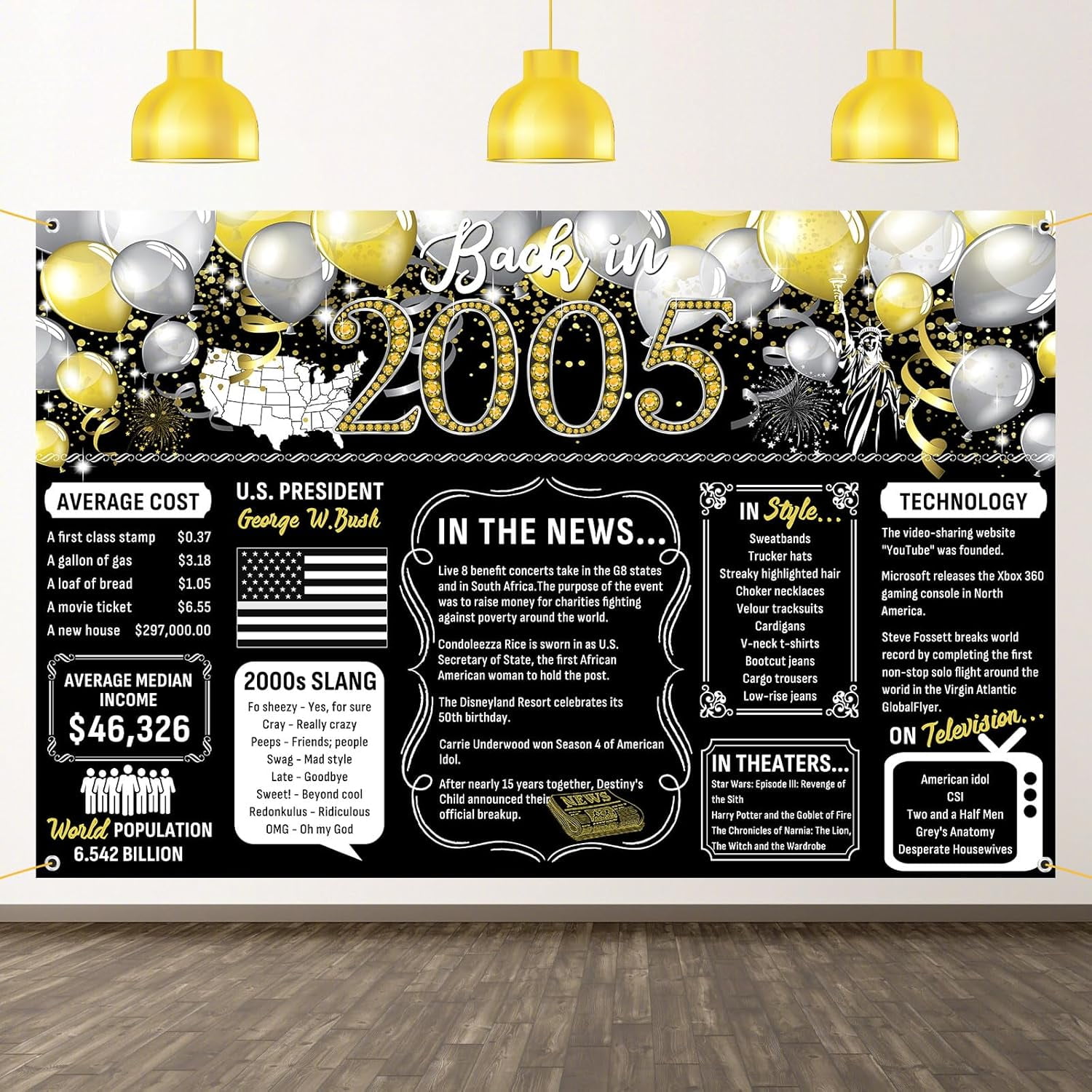 Hyjoy 20th Birthday Party Decoration Back in 2005 Backdrop Large Banner ...