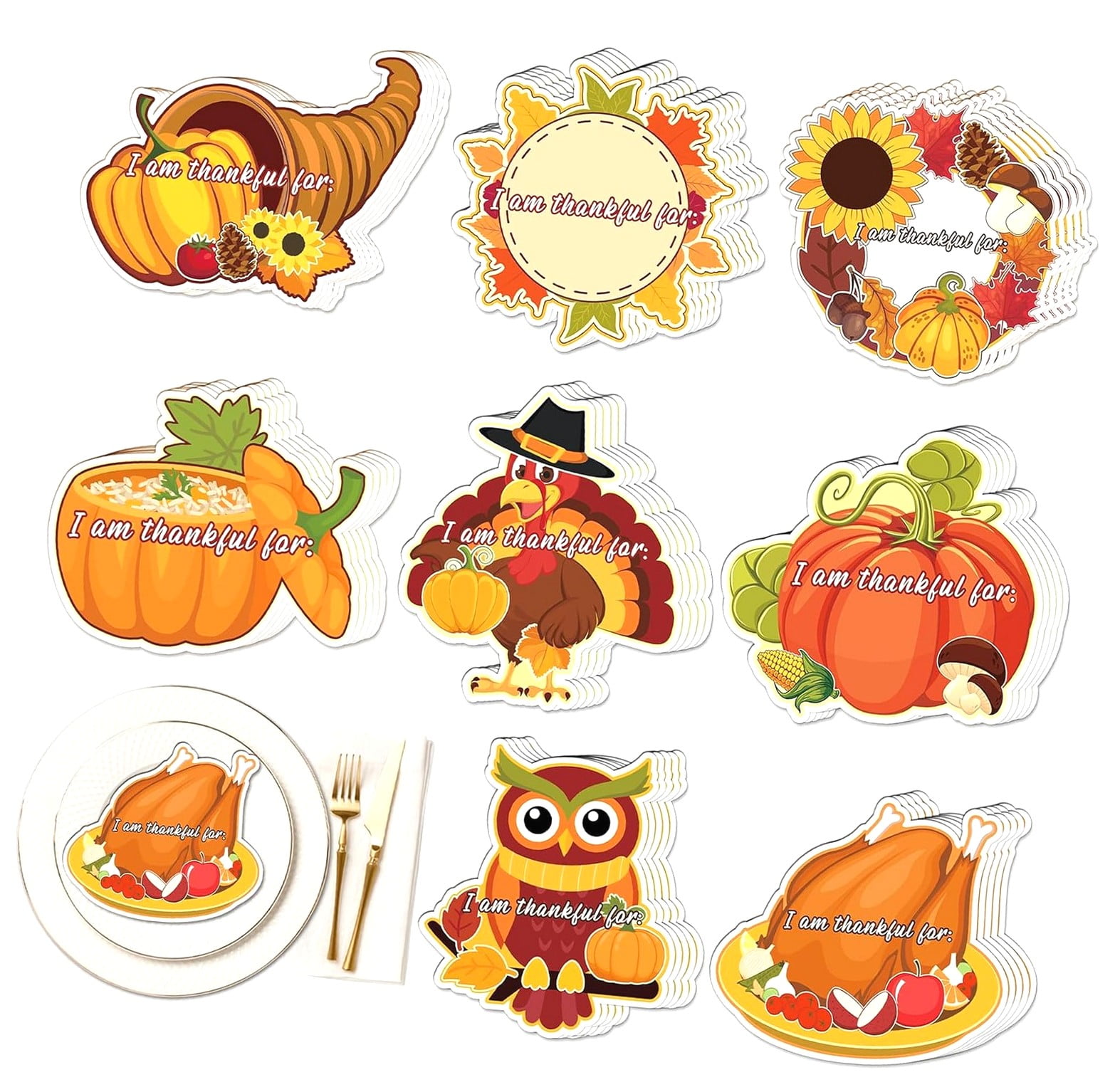 Hyjoy 220pcs Thanksgiving Place for Table Decor – Fall Turkey Pumpkin ...