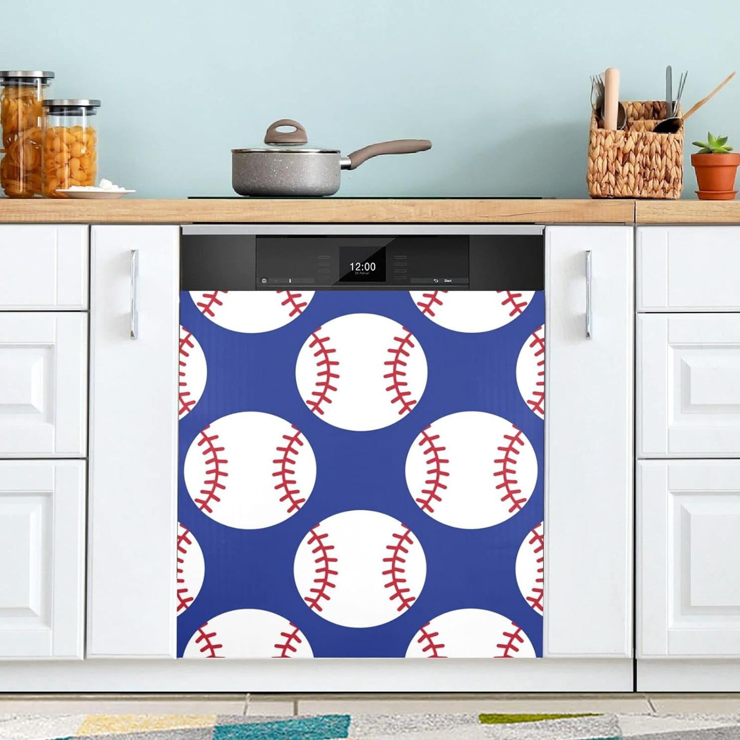 Hyjoy 23x26In Baseball Dishwasher Magnet Cover Decorative Magnetic Door ...