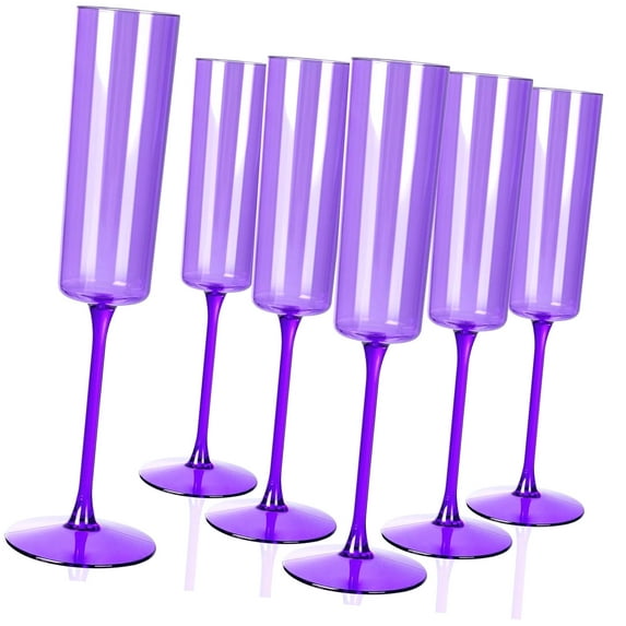 Hyjoy 24-Pack Plastic Flutes 6 Oz Clear Glasses, Square Plastic ...