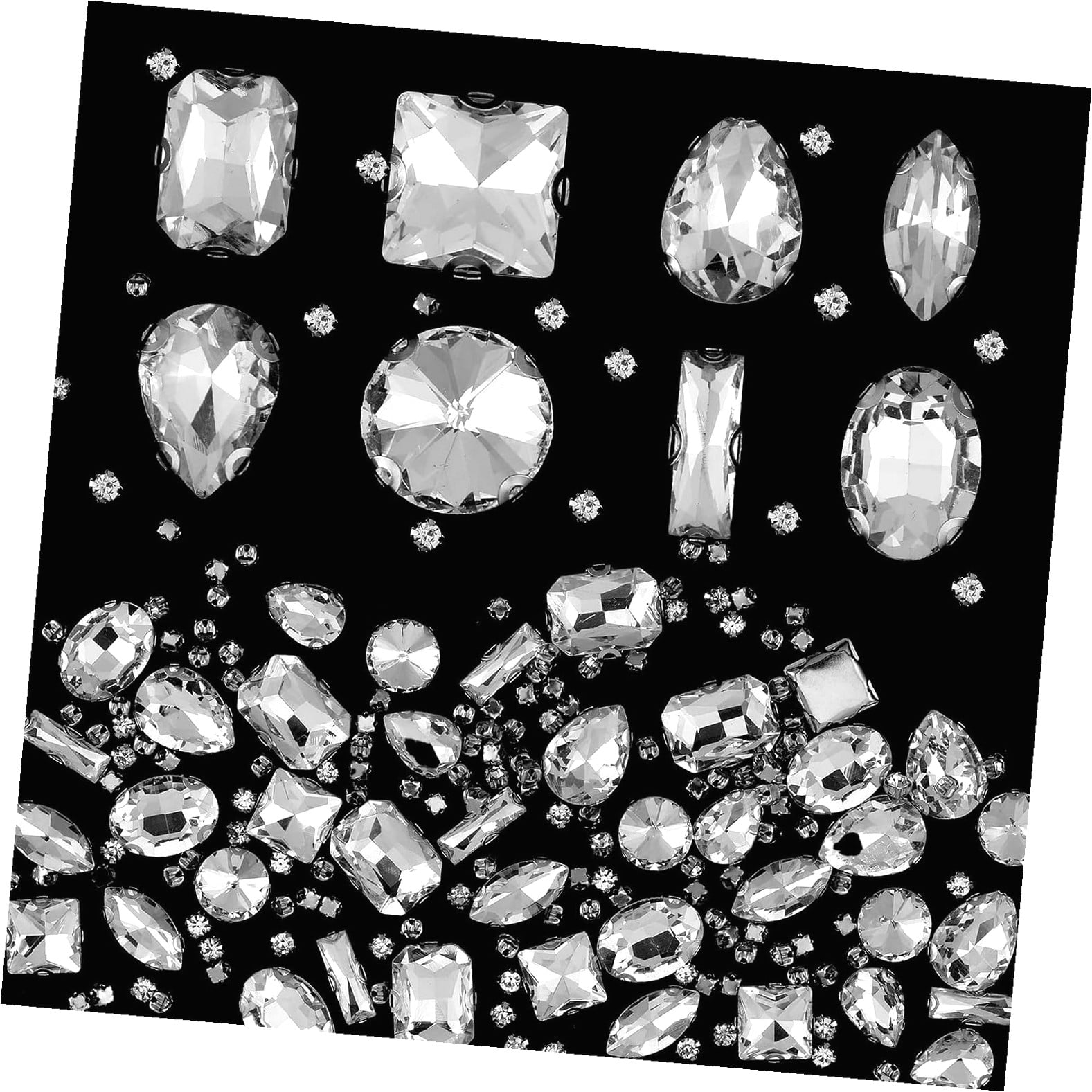 Hyjoy 240 Pieces 8 Sizes Sew- Rhinestones, Mixed Shapes Rhinestones ...