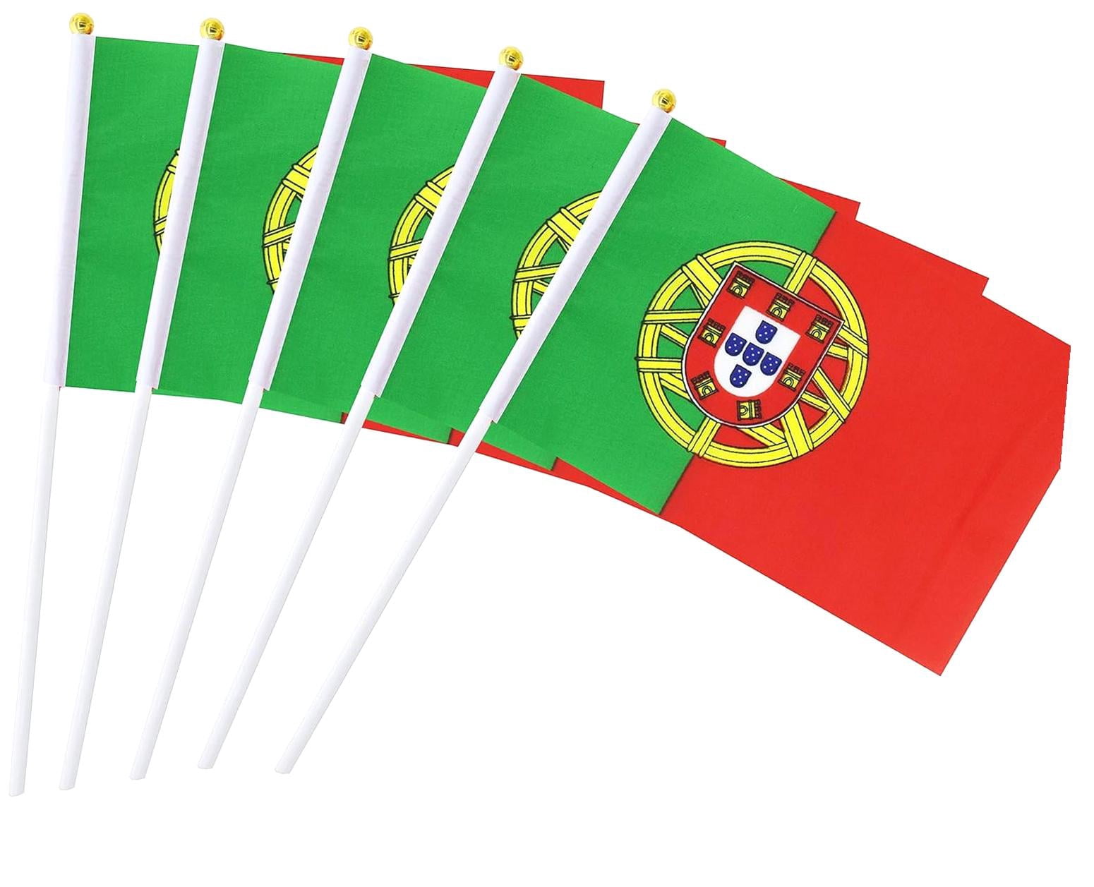 Hyjoy 25 Pack Hand Held Small Mini Flag Portugal Flag Portuguese Flag ...