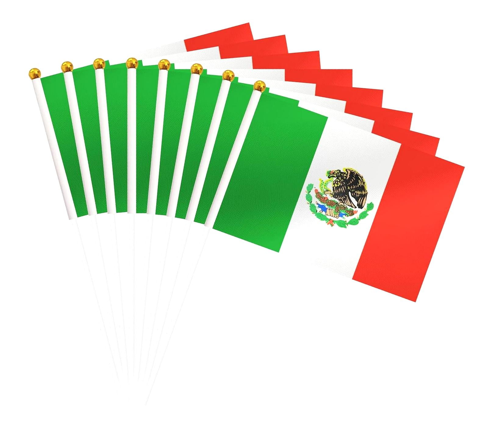 Hyjoy 25 Pack Mexico Hand Held Flags, 8.2 x 5.5 Inch Mexican Flags for ...