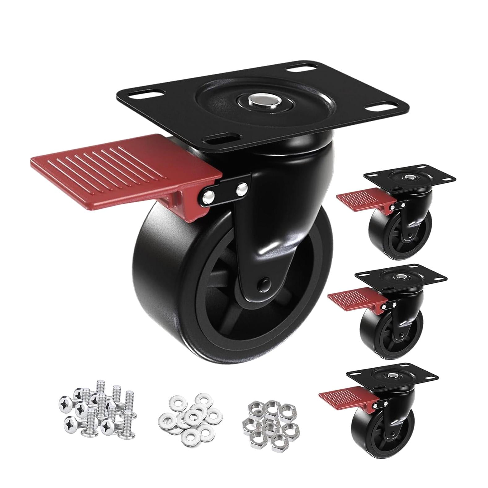 Hyjoy 3” Furniture Casters Wheels - Supports 1200lbs, Plate Caster with ...